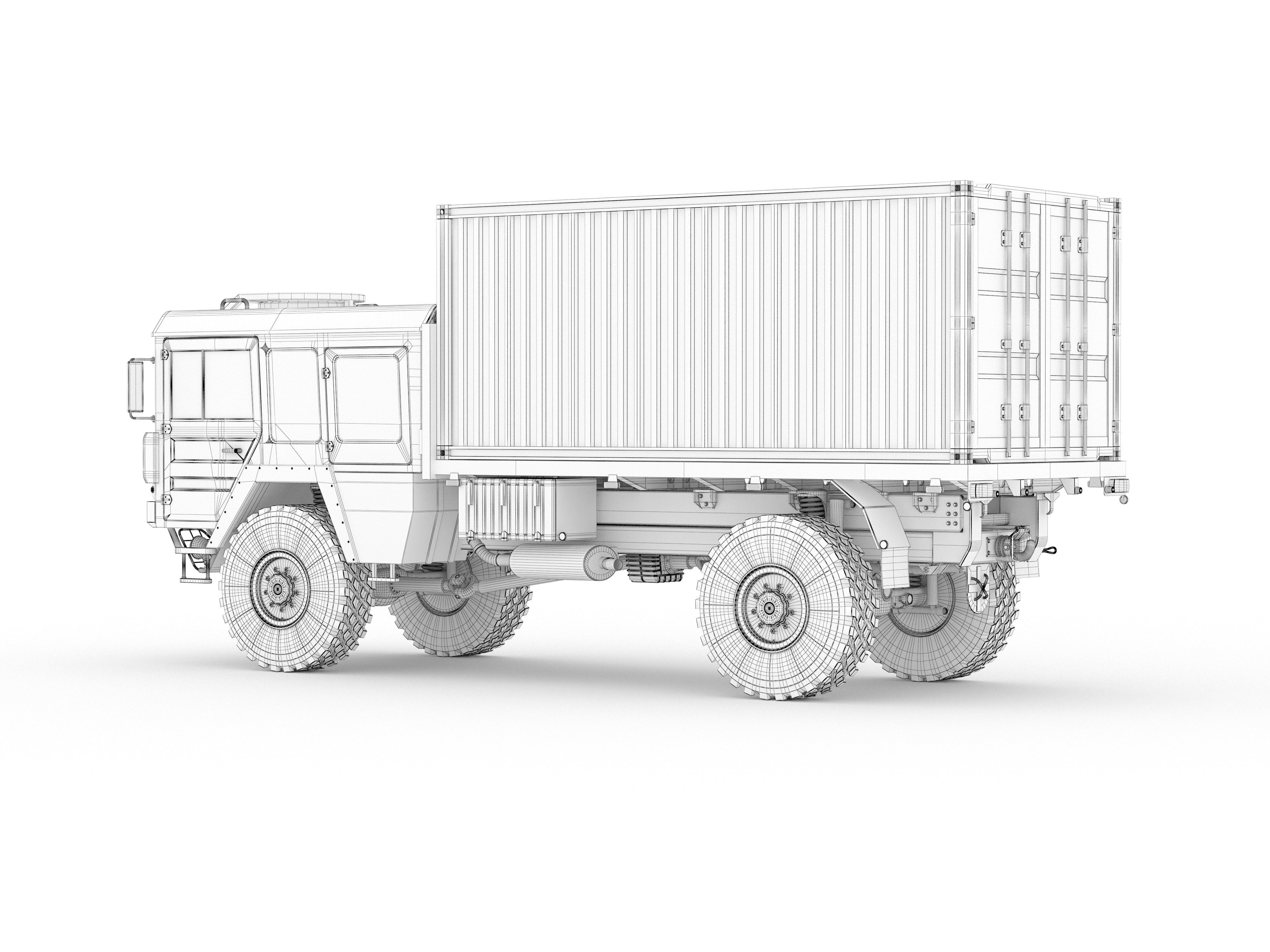 Rheinmetall Man Kat1 4x4 Flat Bed - Container 3D model | CGTrader