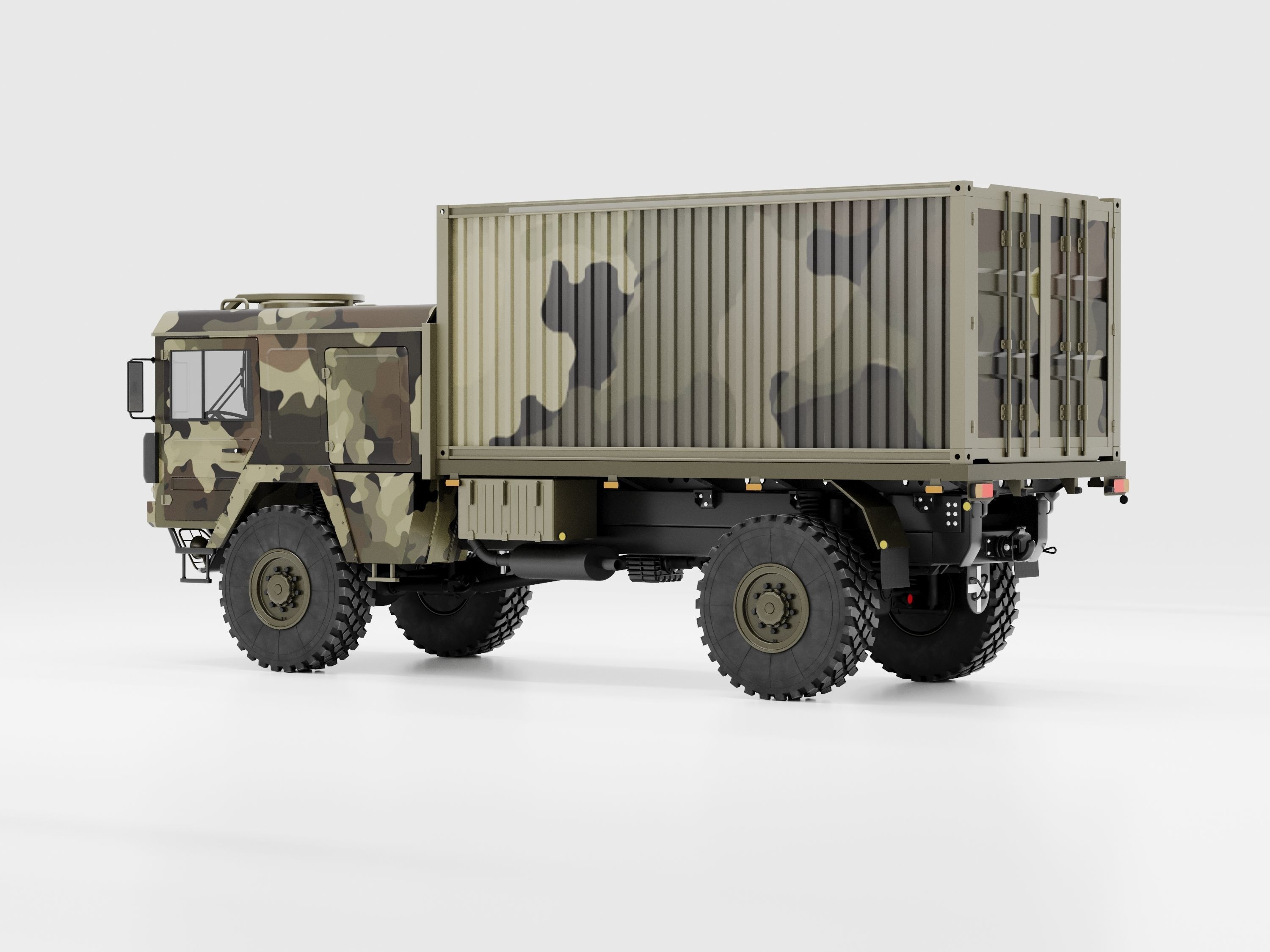 Rheinmetall Man Kat1 4x4 Flat Bed - Container 3D model | CGTrader