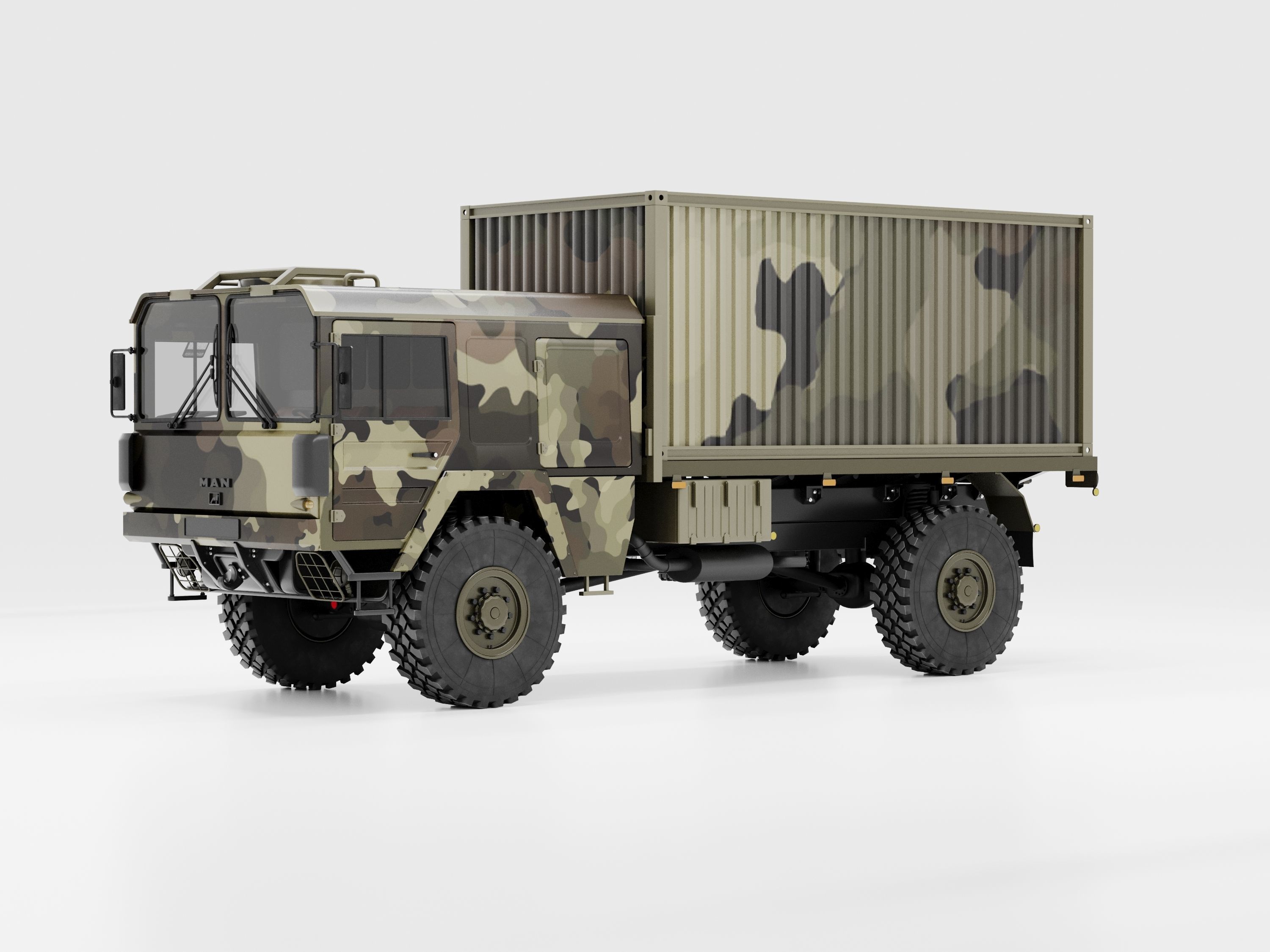 Rheinmetall Man Kat1 4x4 Flat Bed - Container 3D model | CGTrader