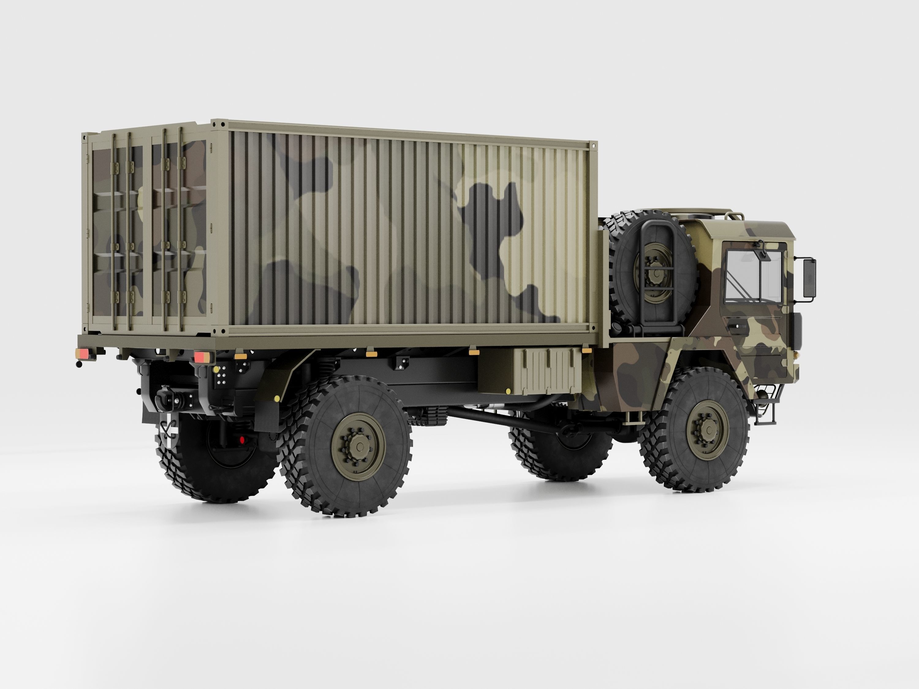 Rheinmetall Man Kat1 4x4 Flat Bed - Container 3D model | CGTrader