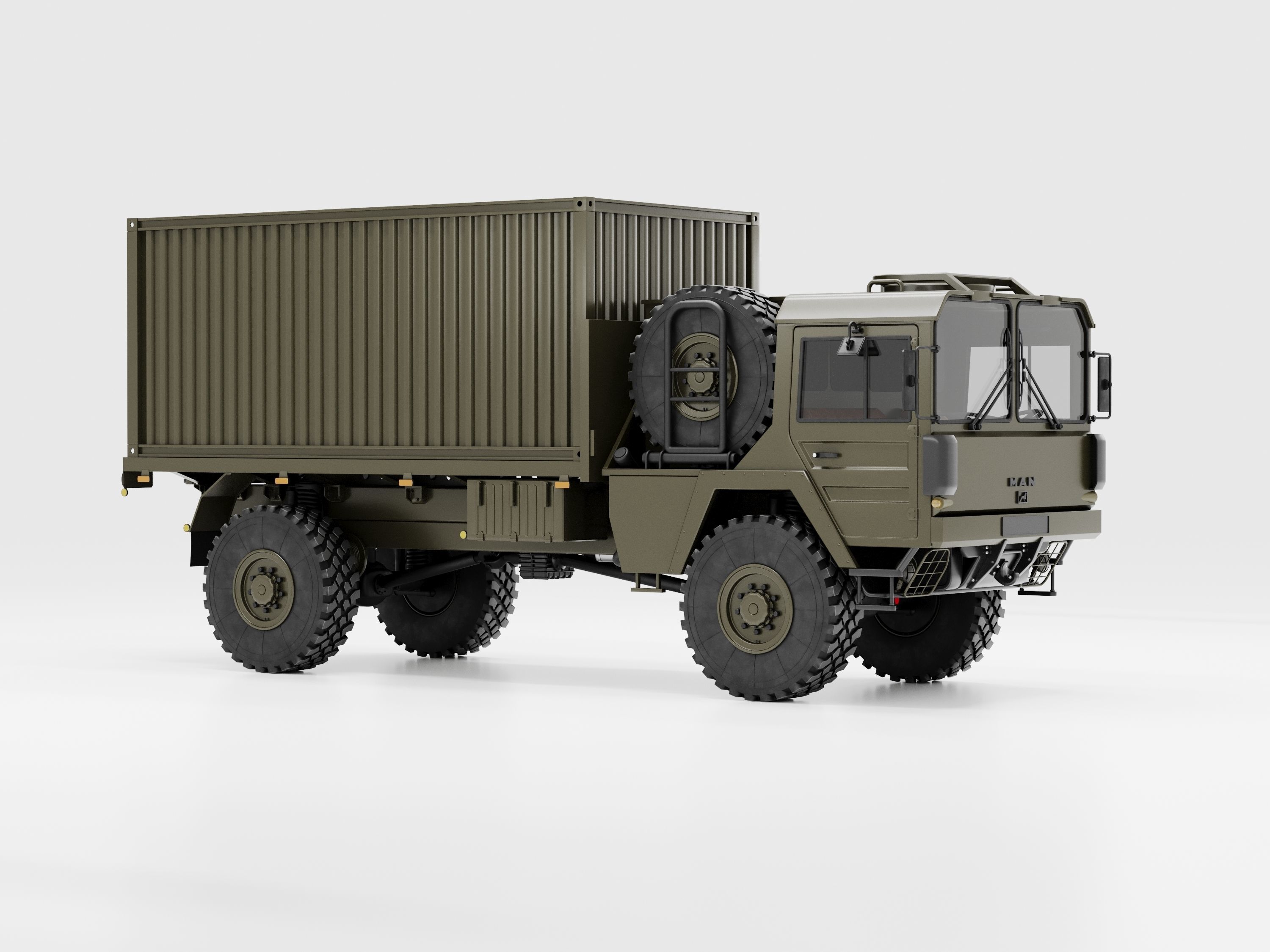 Rheinmetall Man Kat1 4x4 Flat Bed - Container 3D model | CGTrader