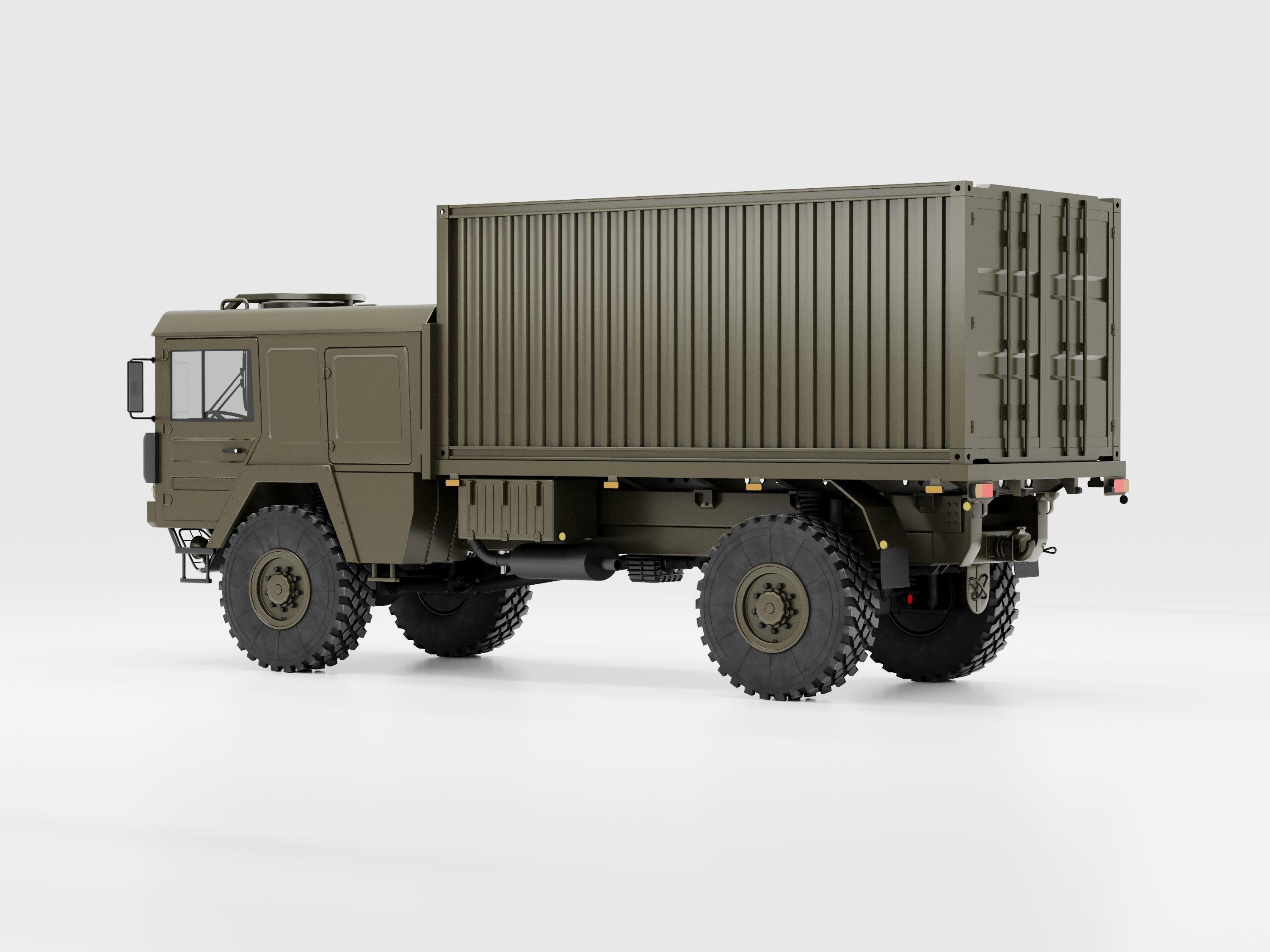 Rheinmetall Man Kat1 4x4 Flat Bed - Container 3D model | CGTrader