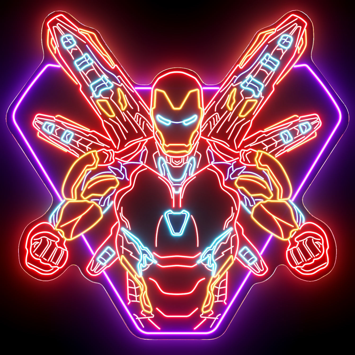 Iron Man Neon Sign 3D model | CGTrader