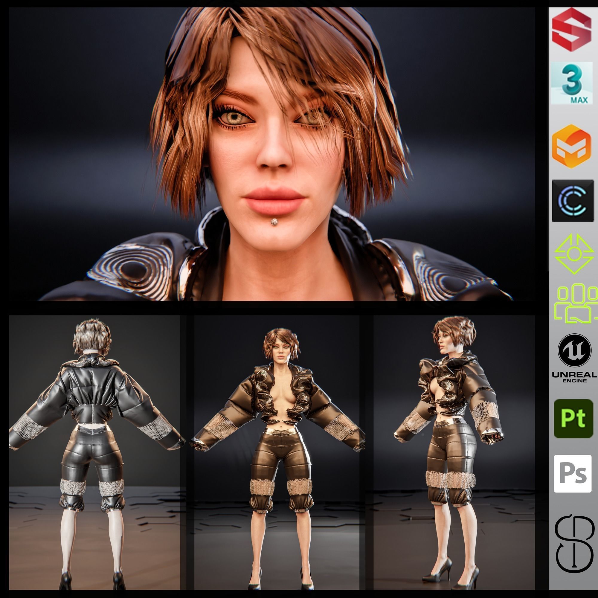 3D model nina avatars puffy jacket and pant VR / AR / low-poly | CGTrader