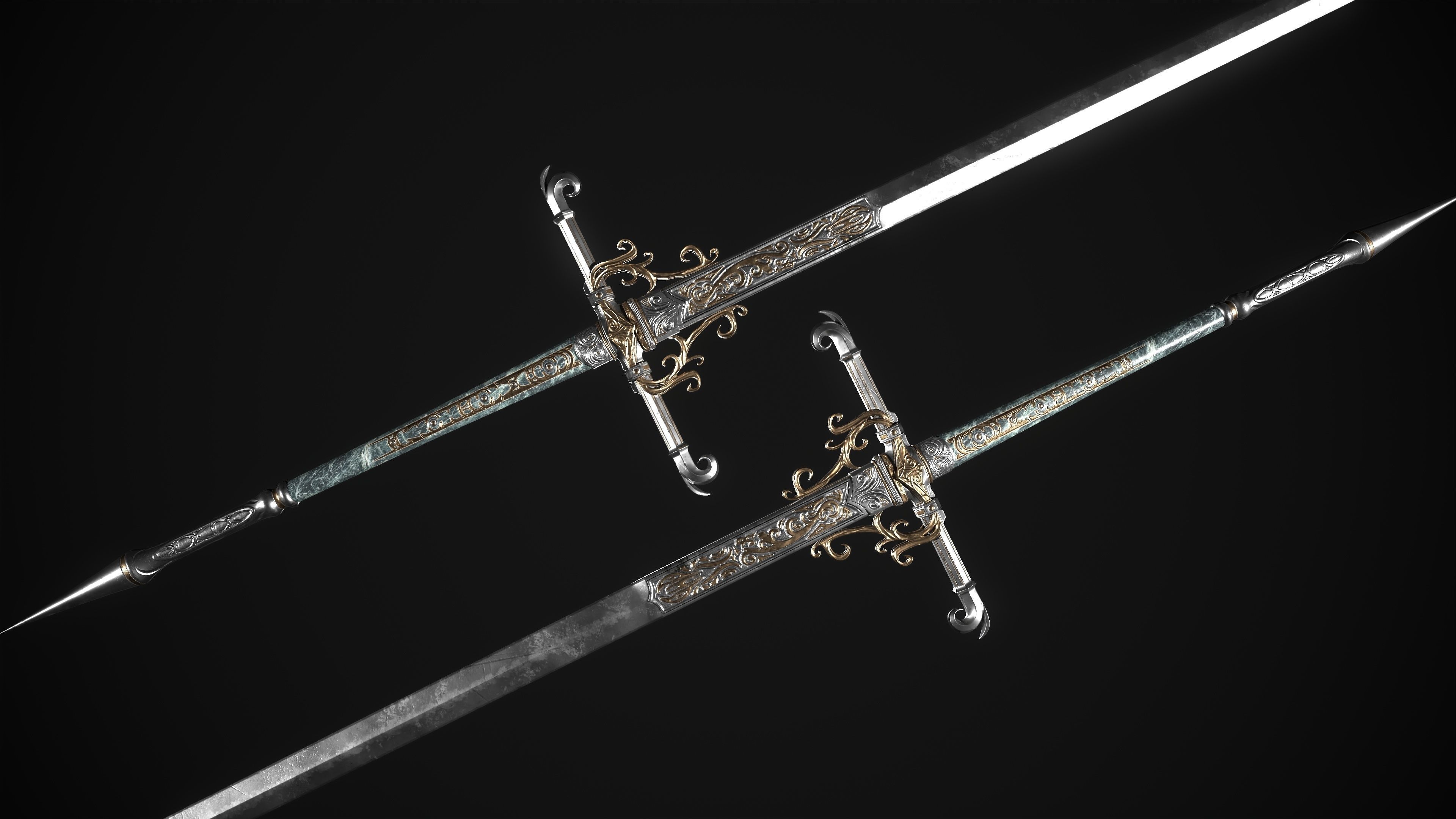 3D model Fantazy Long Sword Medieval Melee Weapon VR / AR / low-poly ...