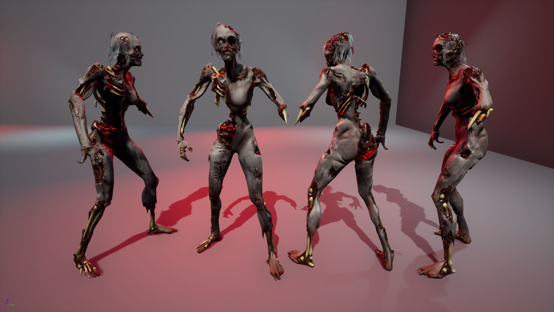 3D model Zombies Savaged Horde - Low Poly - PBR - Extreme Decay VR / AR ...