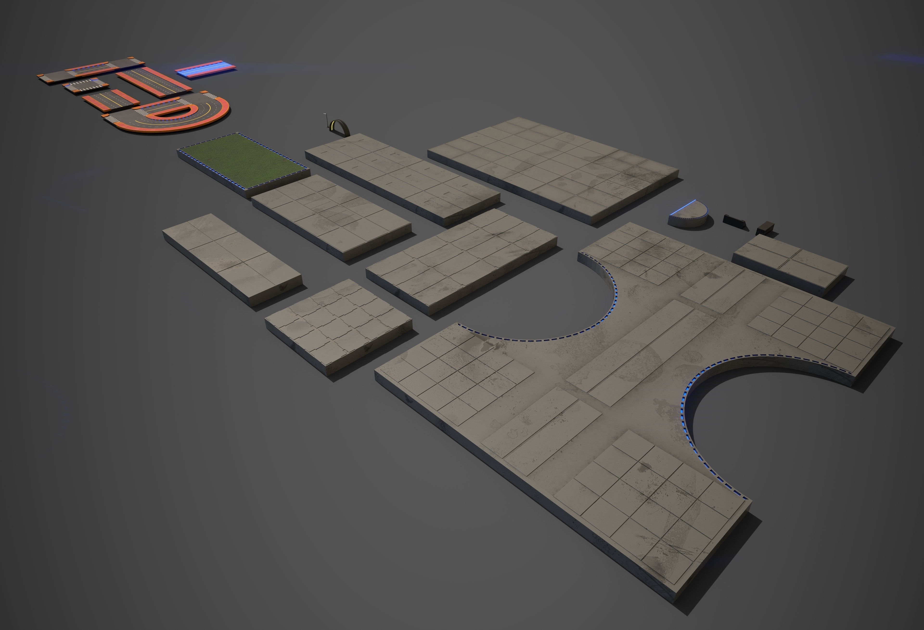 3D model Sci Fi Modular Road Pack VR / AR / low-poly | CGTrader