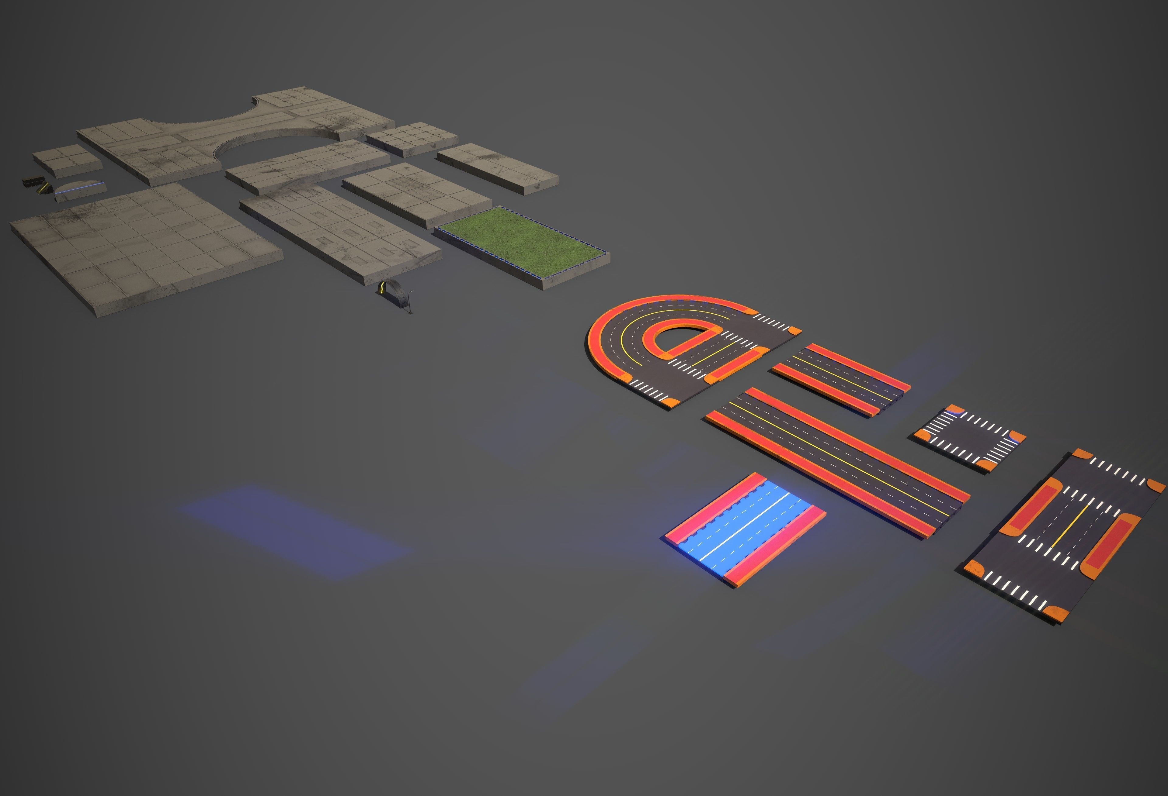 3D model Sci Fi Modular Road Pack VR / AR / low-poly | CGTrader