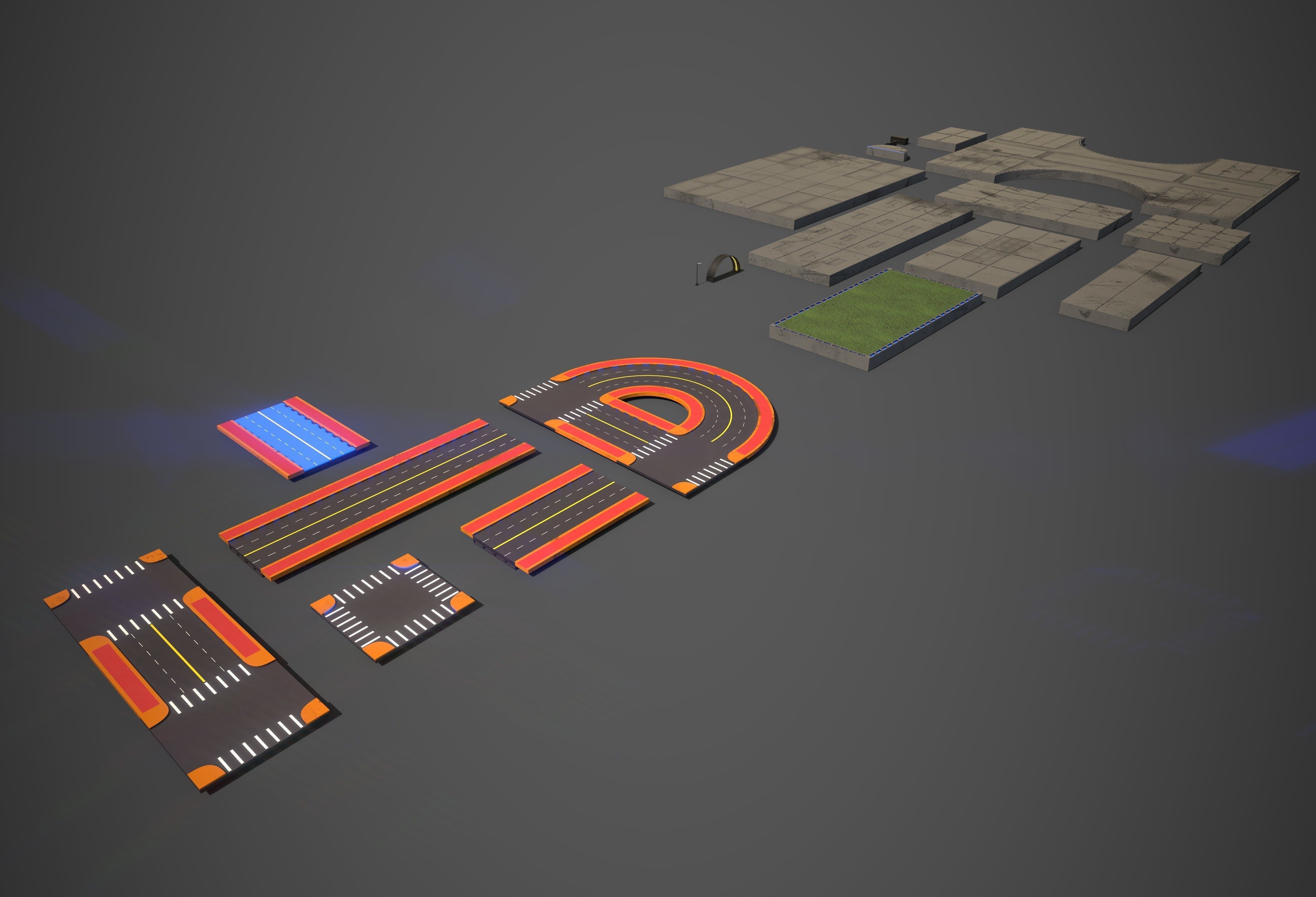 3D model Sci Fi Modular Road Pack VR / AR / low-poly | CGTrader