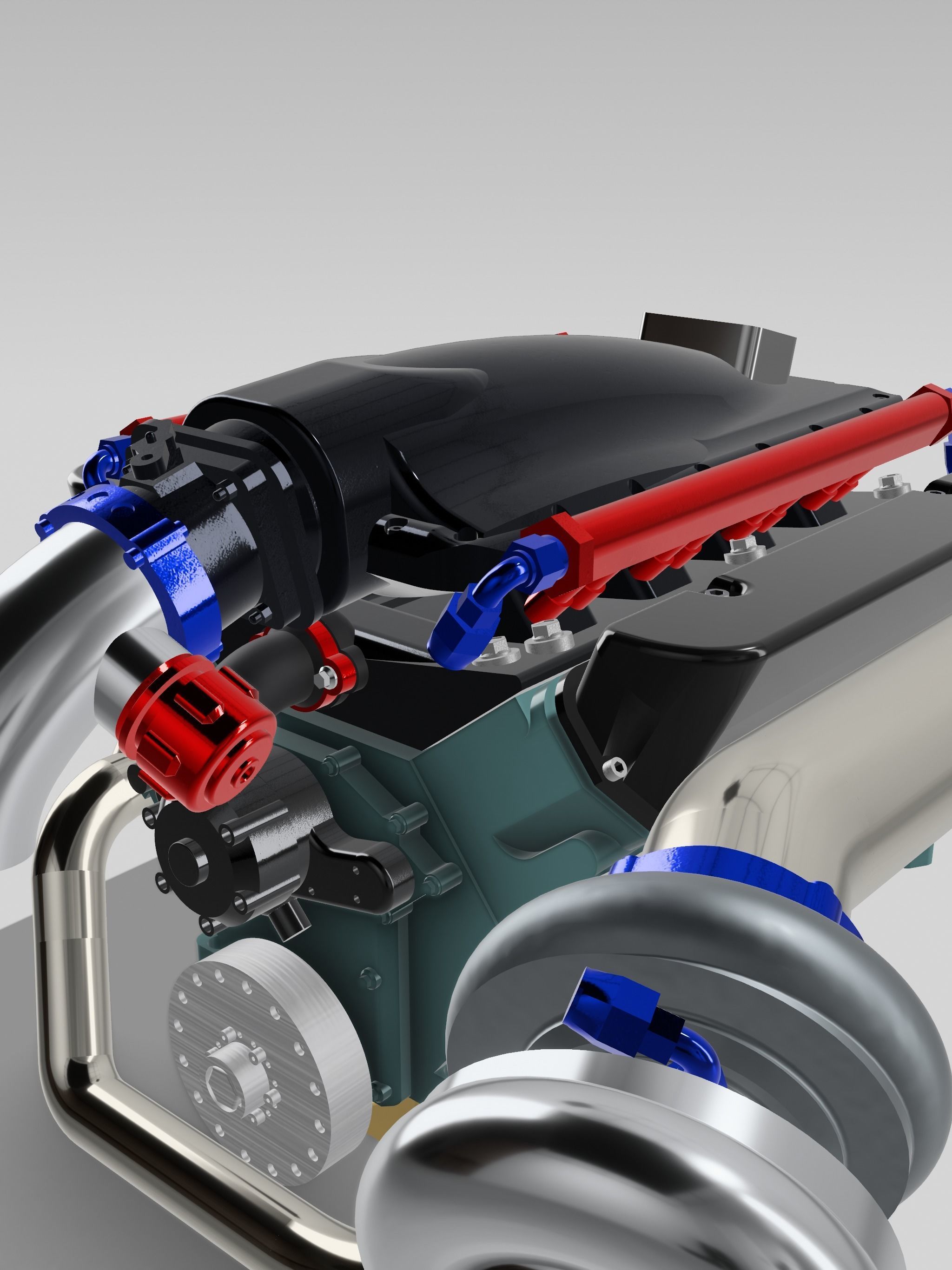 Holden 355 Single Turbo Engine set with Billet items 3D model 3D ...