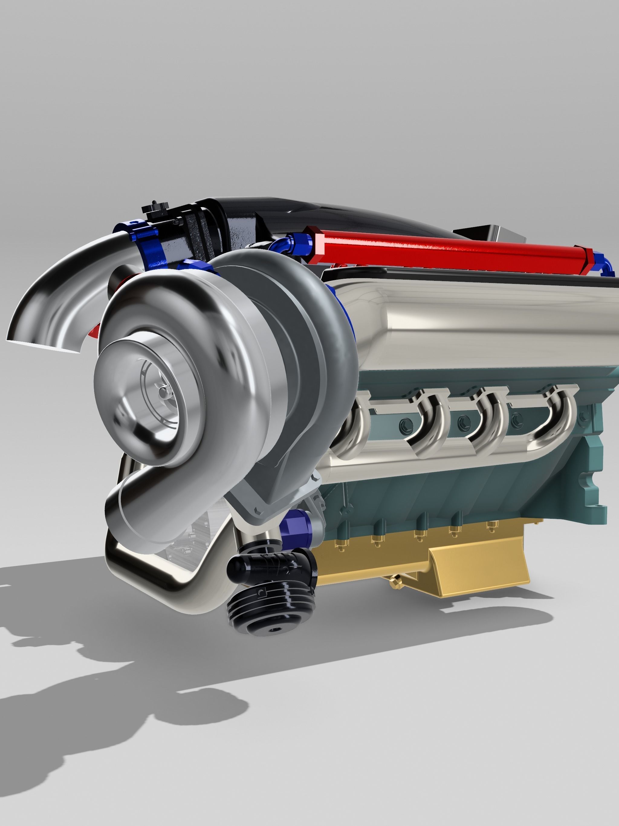 Holden 355 Single Turbo Engine set with Billet items 3D model 3D ...