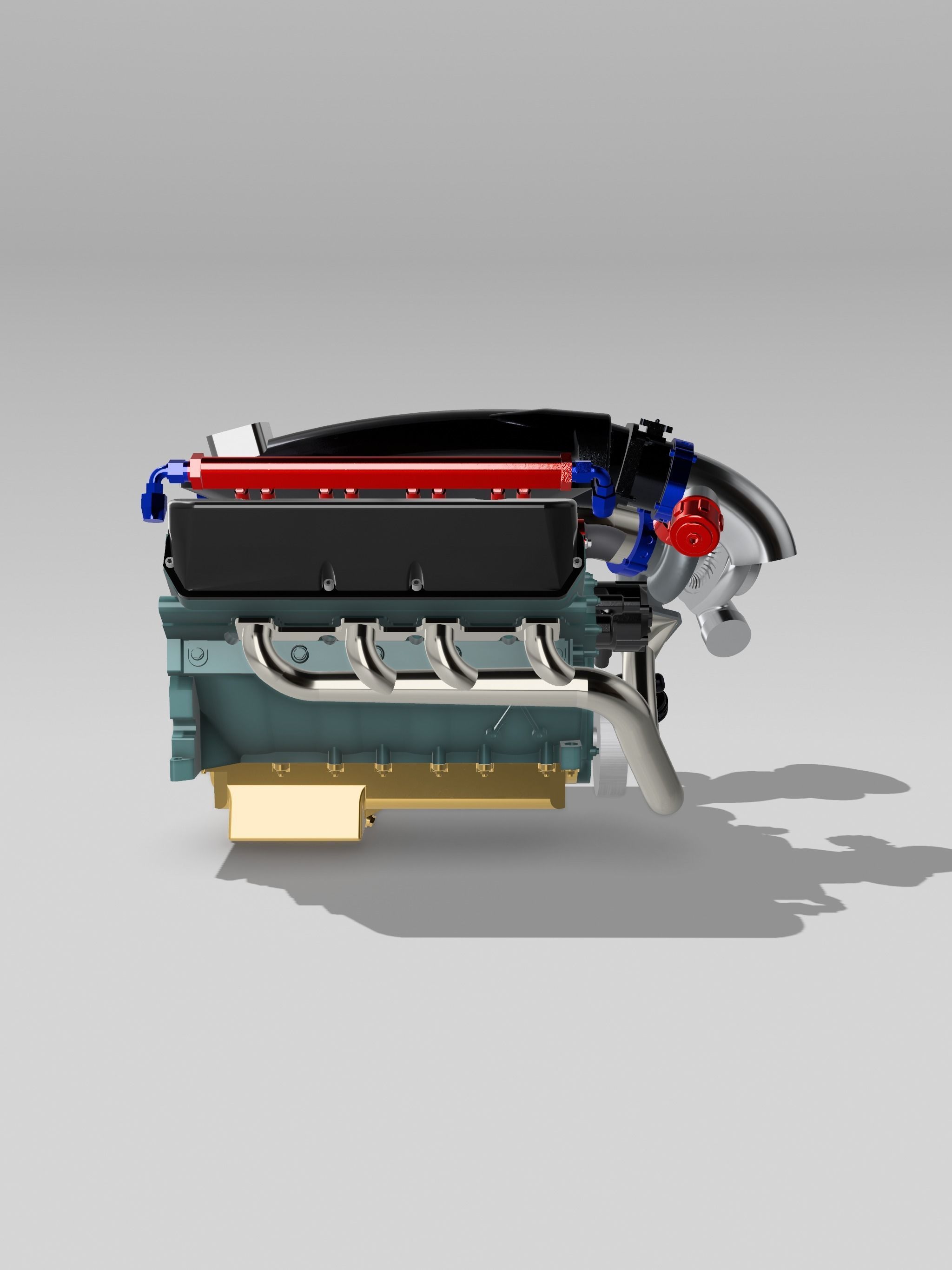 Holden 355 Single Turbo Engine set with Billet items 3D model 3D ...