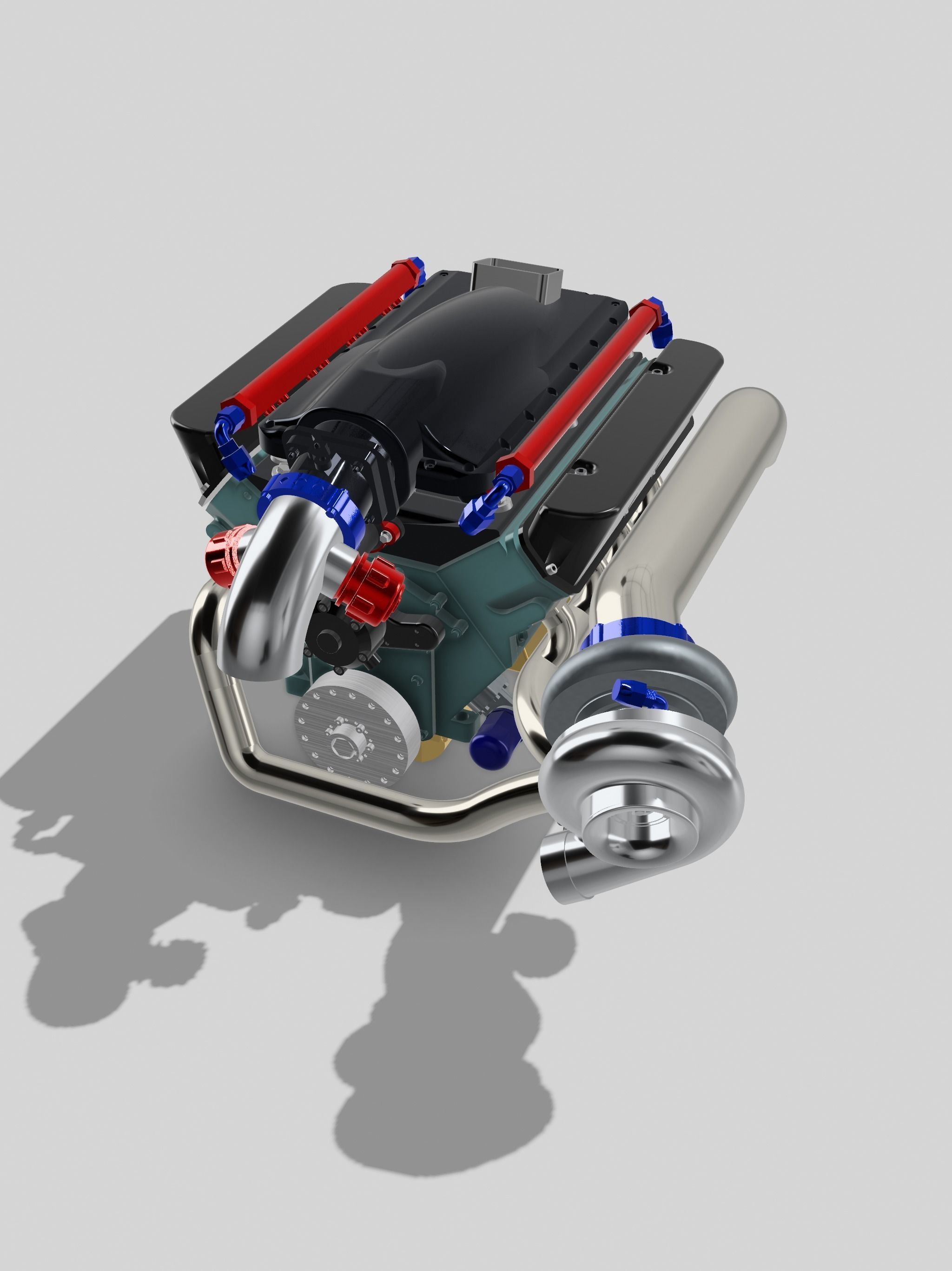 Holden 355 Single Turbo Engine set with Billet items 3D model 3D ...