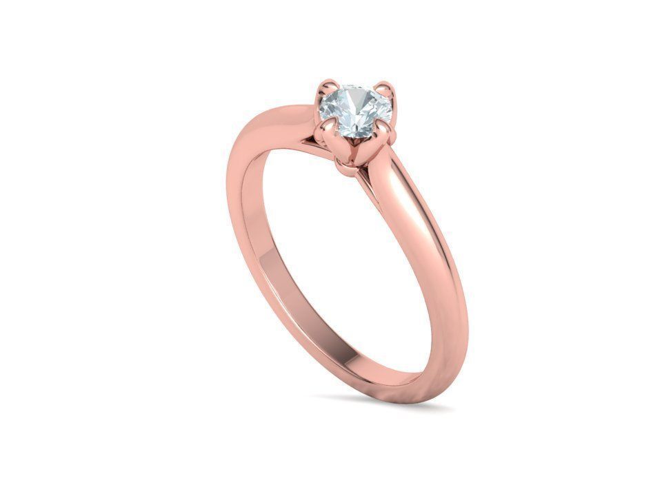 30 pointer Solitaire Promise Ring 4prong design Engagement Ring 3D ...