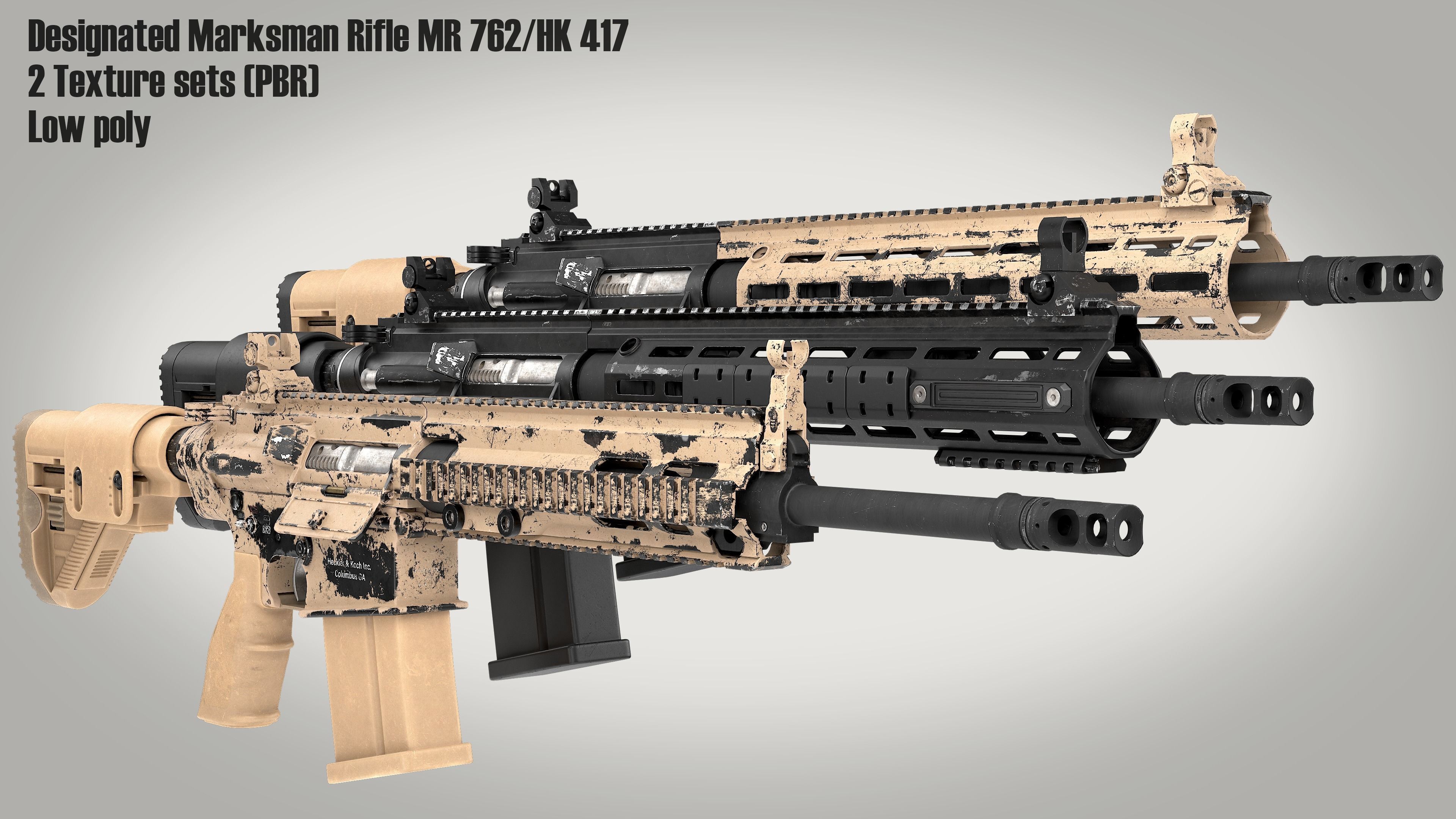 3D model MR 762 Designated Marksman Rifle VR / AR / low-poly | CGTrader