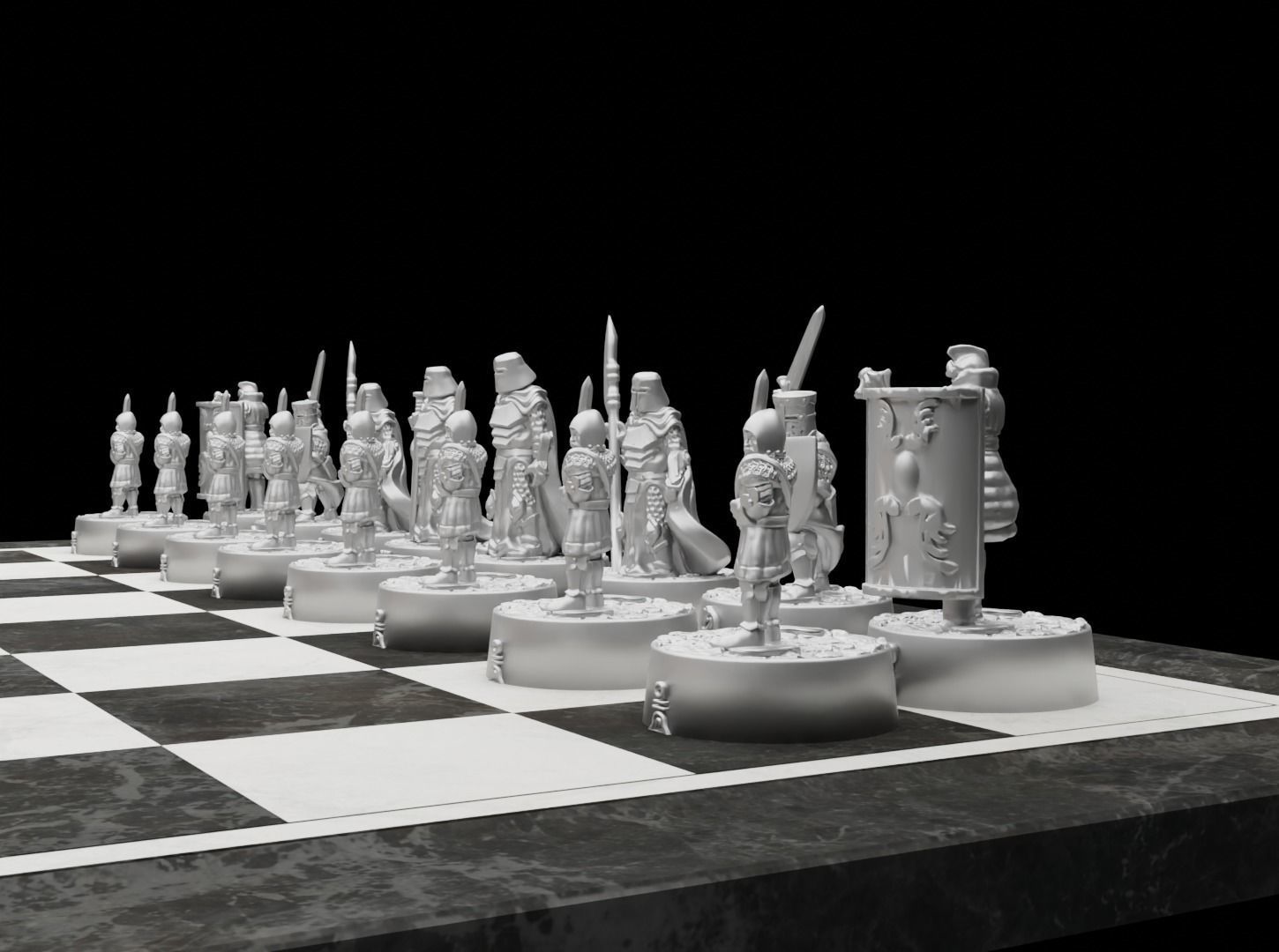 Knight Crusader Paladin Chess Set - 6 Different Chess Pieces 3D model 3D printable | CGTrader
