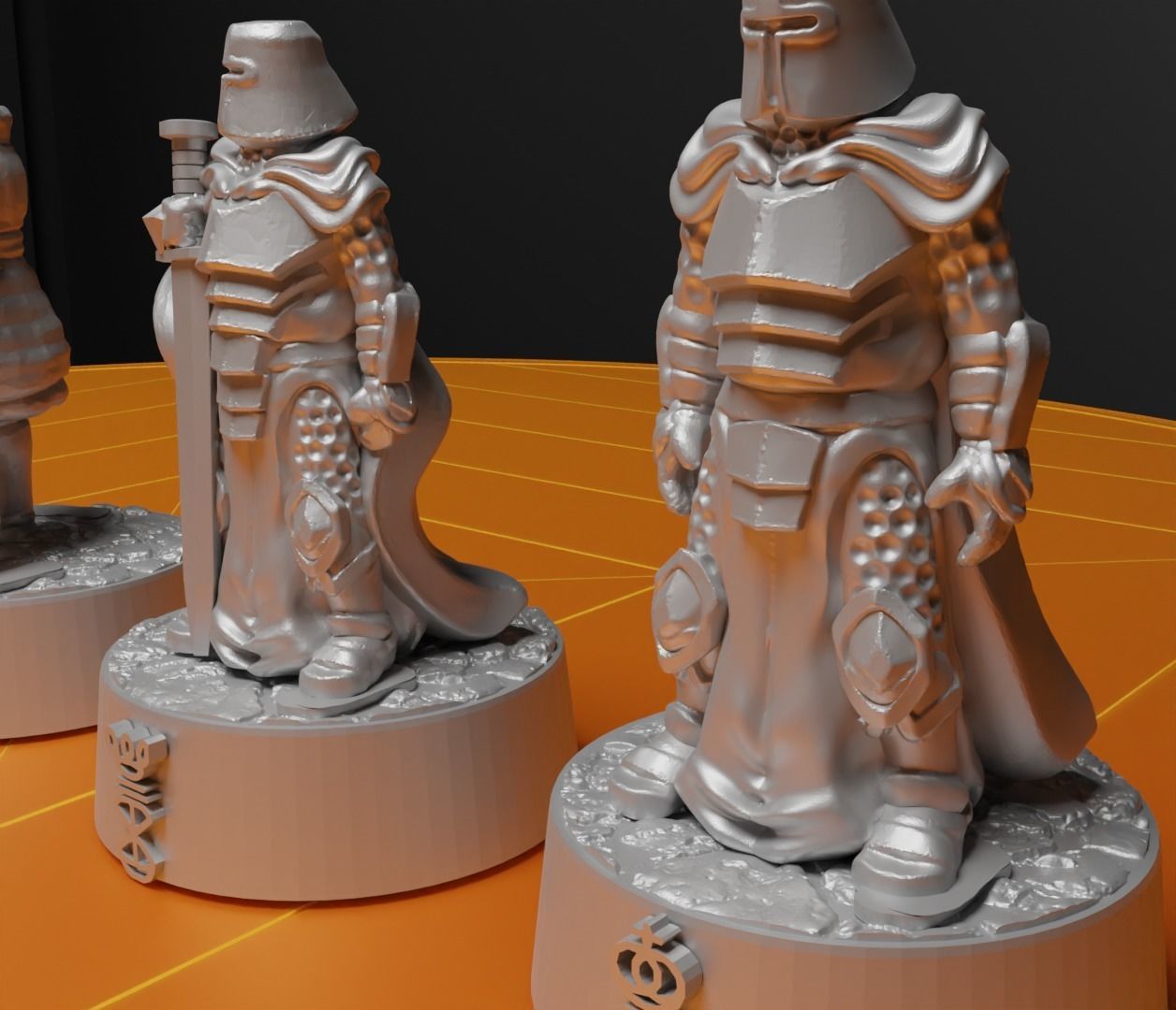 Knight Crusader Paladin Chess Set - 6 Different Chess Pieces 3D model ...
