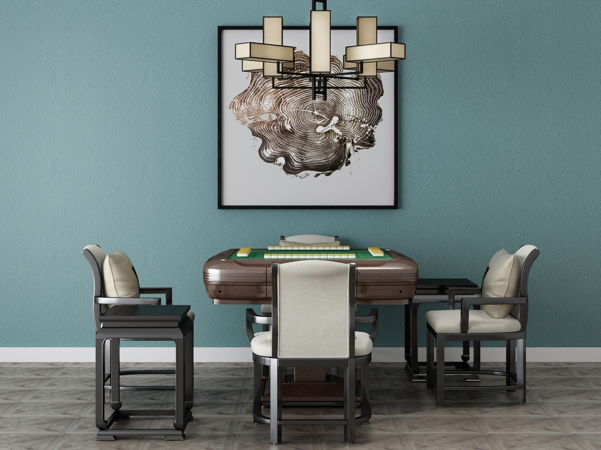 monomer Mahjong table decoration chairs 3D model | CGTrader