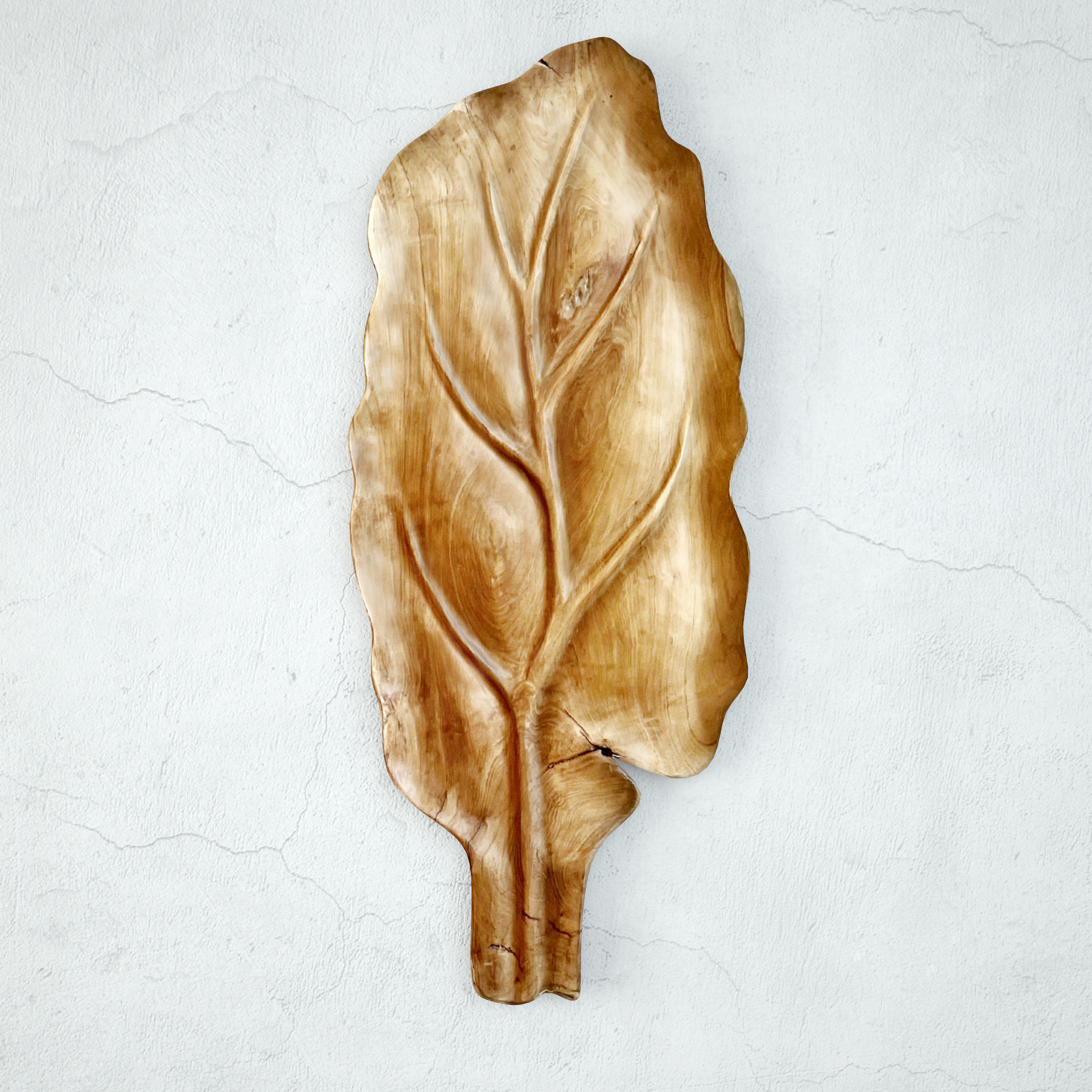 Large Wood Carved Leaf Wall Decor 3D model | CGTrader