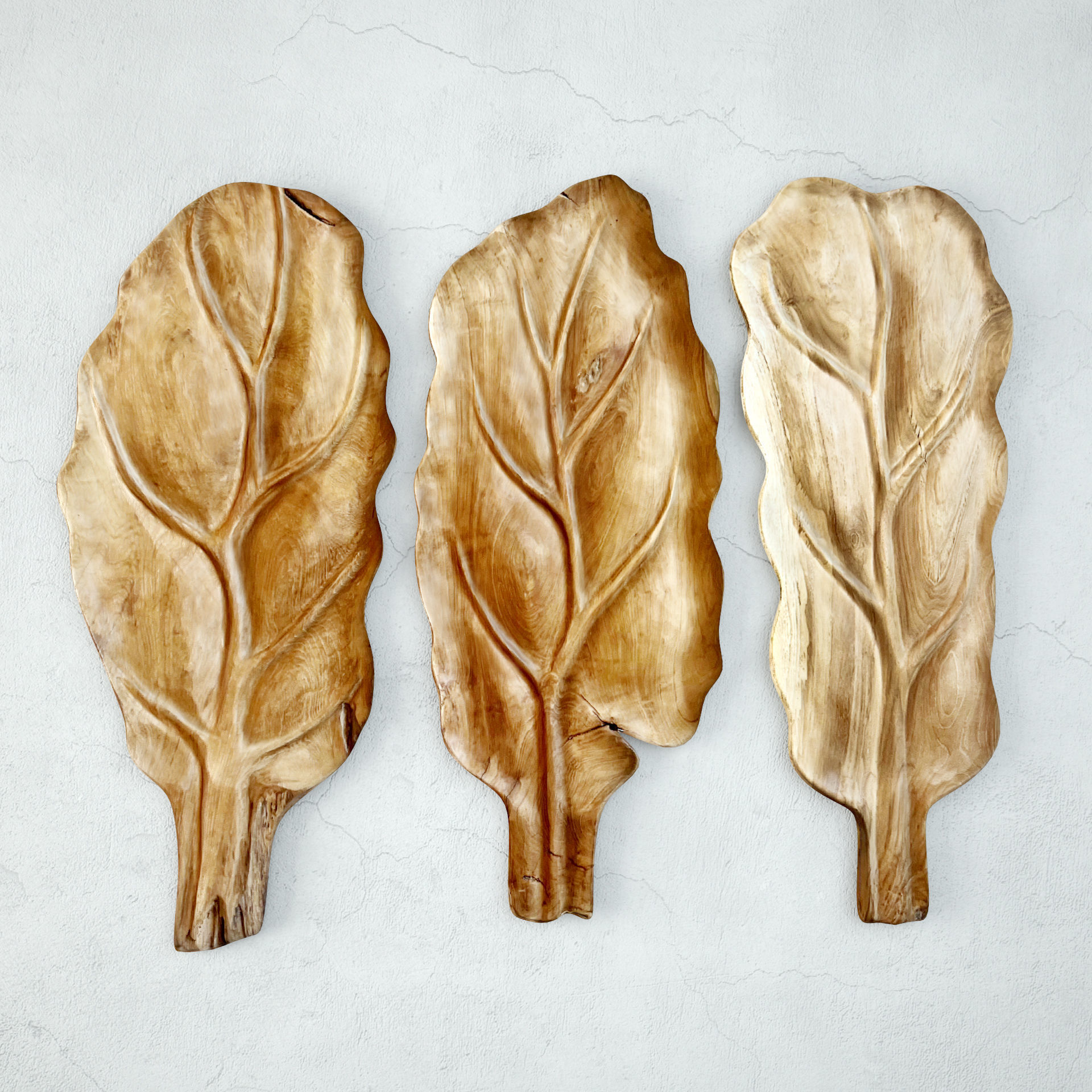 Large Wood Carved Leaf Wall Decor 3D model | CGTrader