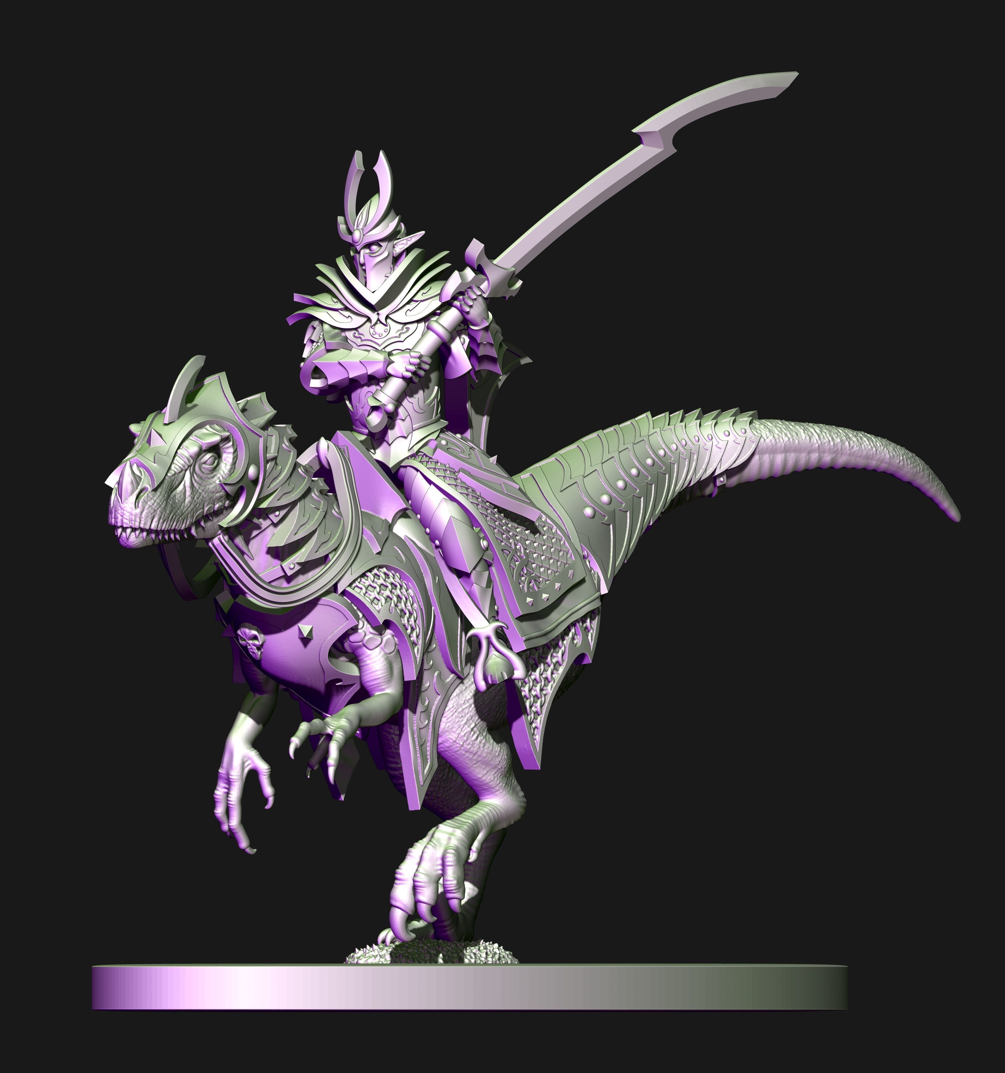 Dark Elves raptor riders with great weapons 3D model 3D printable ...
