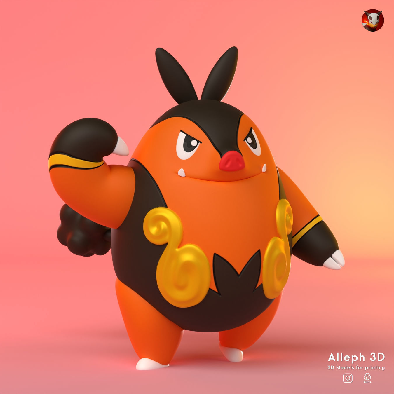 Pokemon pignite 3D model 3D printable | CGTrader