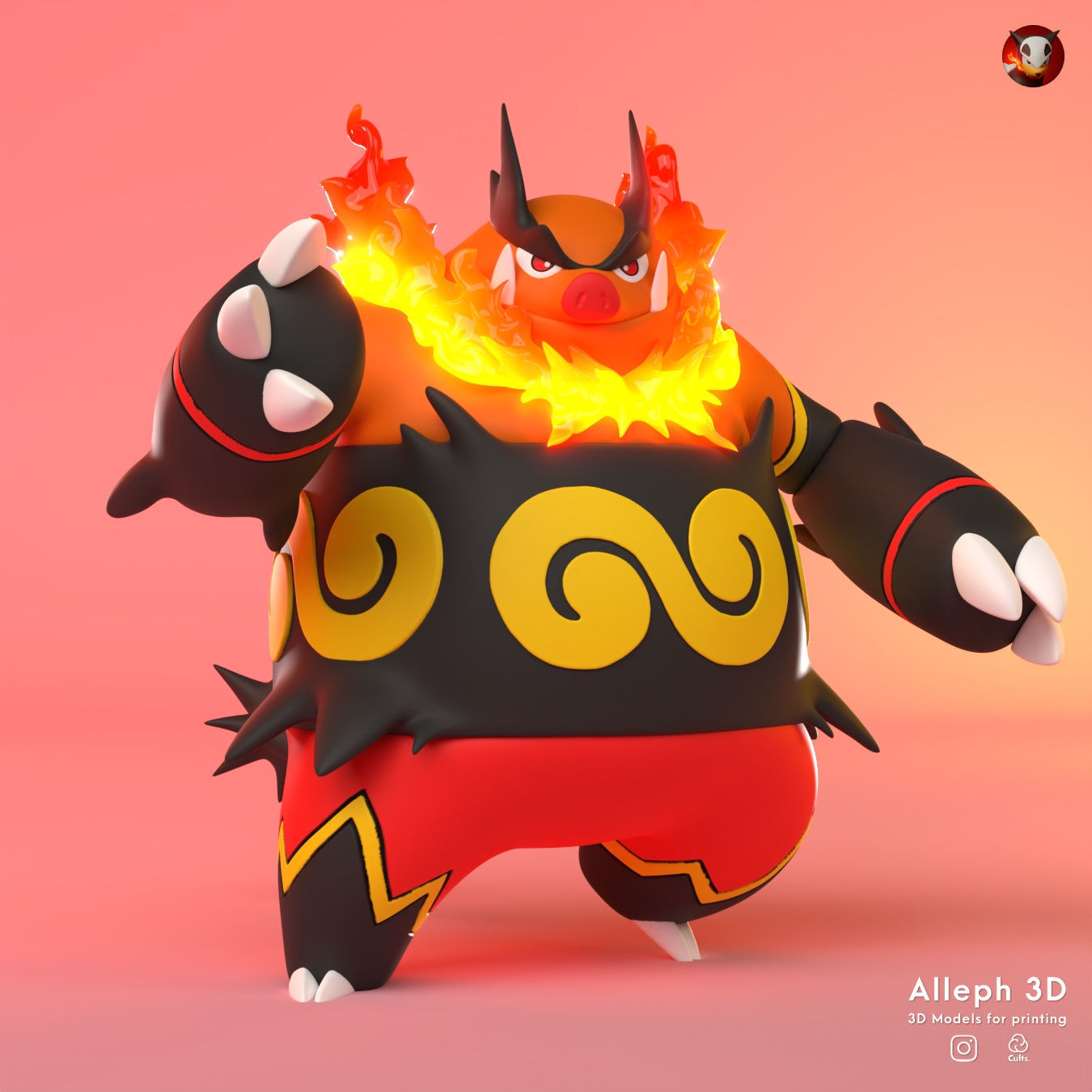 Pokemon emboar 3D model 3D printable | CGTrader