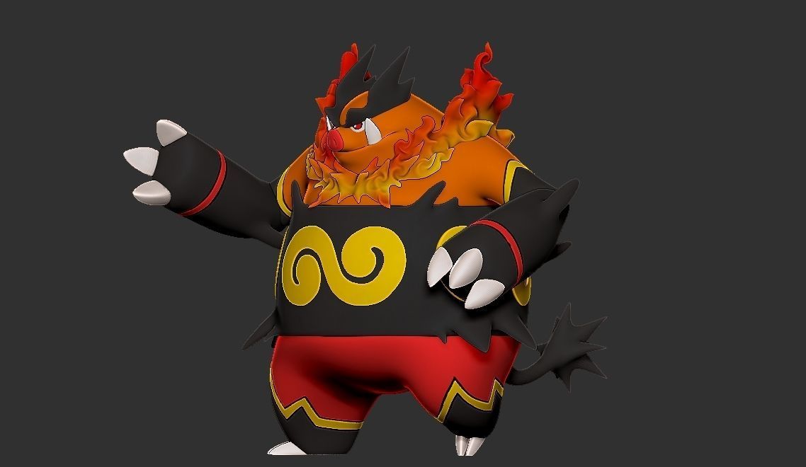Pokemon emboar 3D model 3D printable | CGTrader