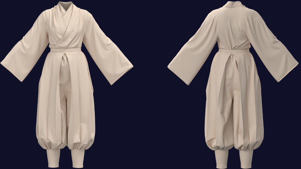 4 basic Kimono 3d models Zprj Fbx OBJ 3D model | CGTrader