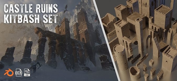 Castle ruins Kitbash Set 3D model | CGTrader