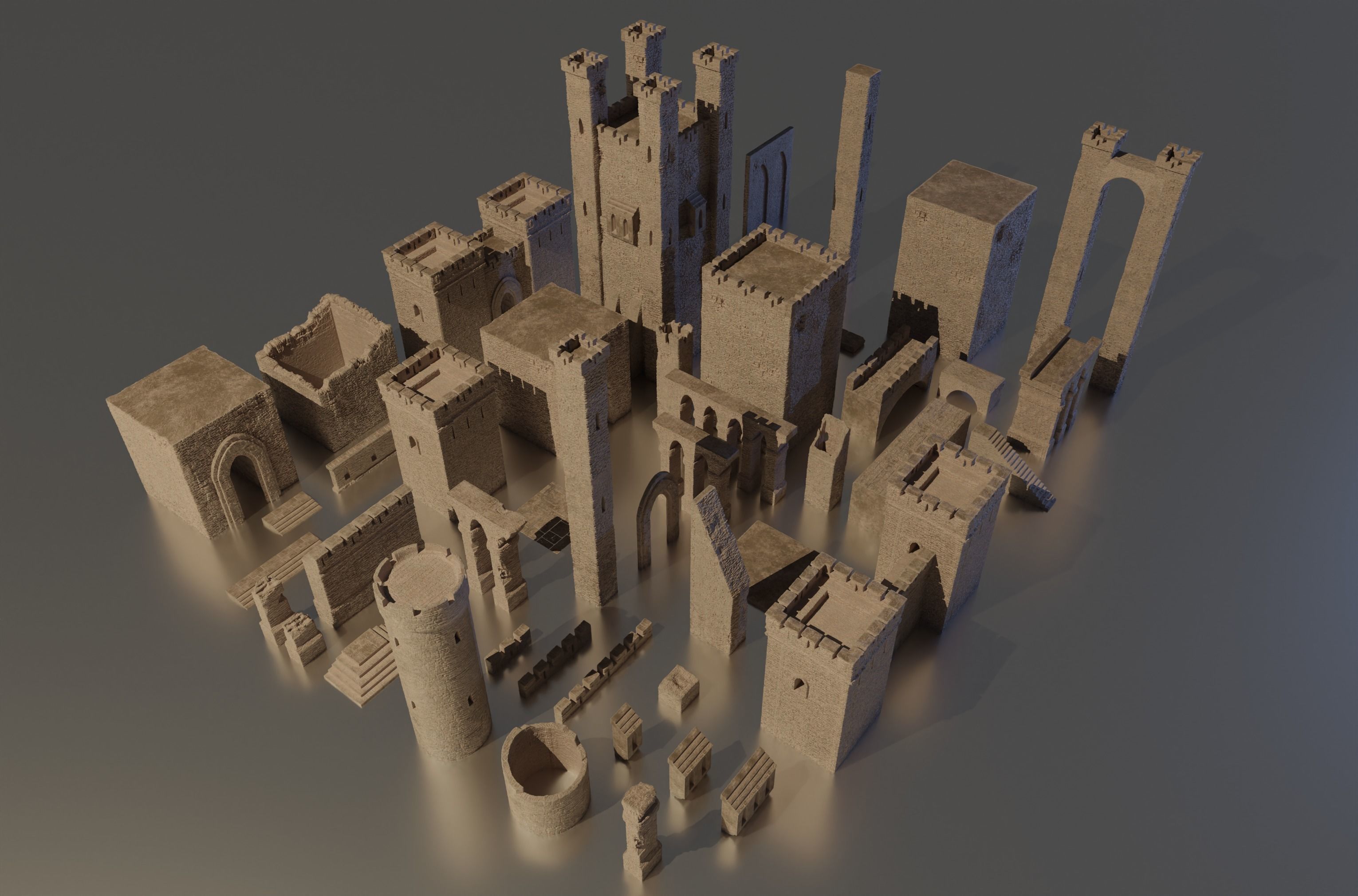 Castle ruins Kitbash Set 3D model | CGTrader