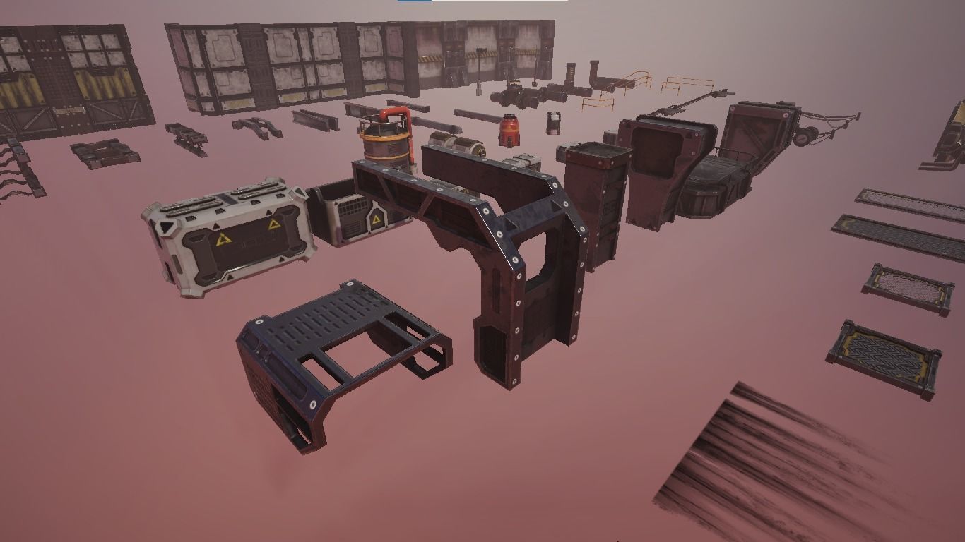 3D model Modular Sci-Fi industrial Location and props Unity Blender VR ...