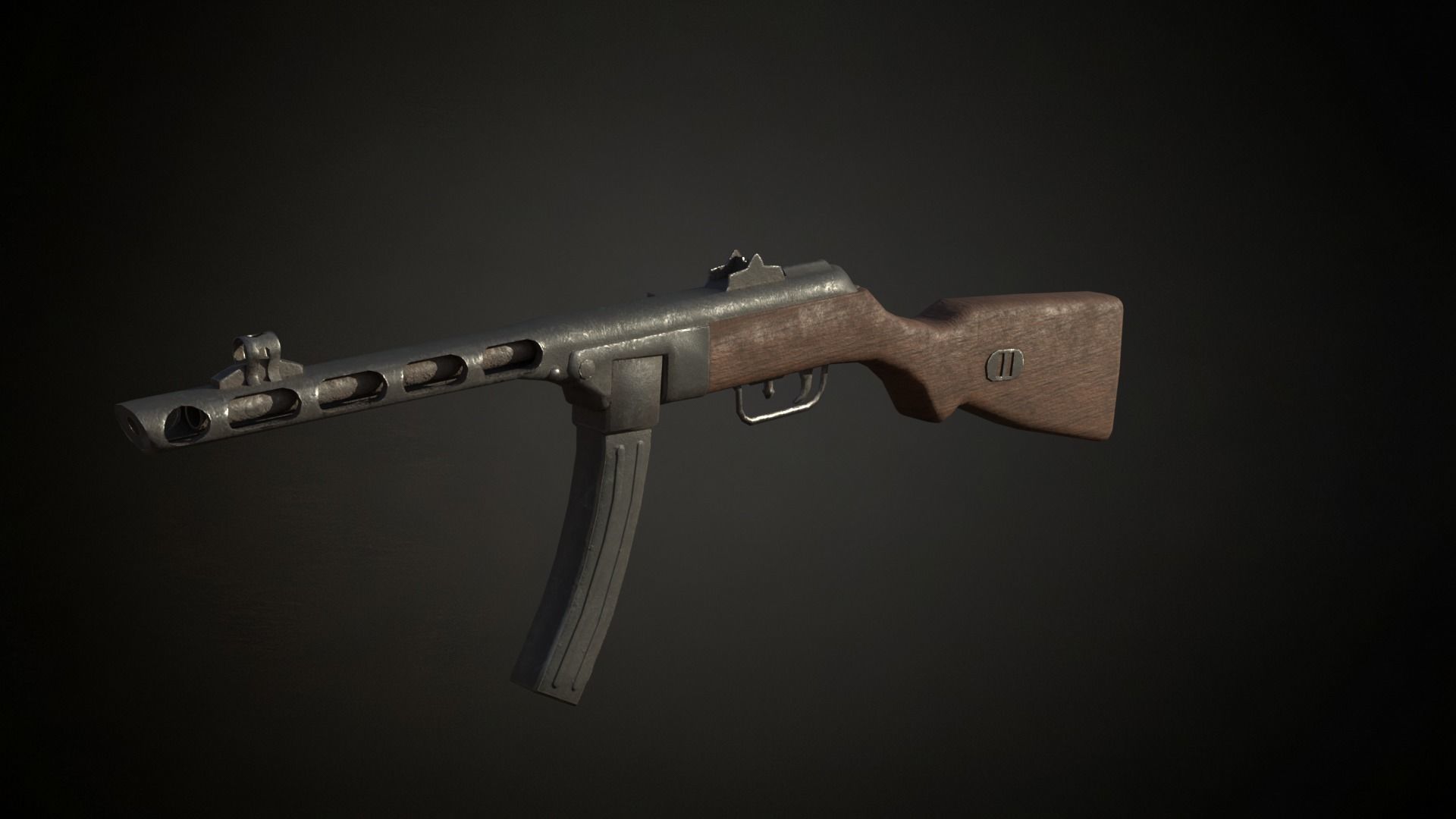 3D model Ppsh-41 stick drum soviet submachinegun VR / AR / low-poly ...