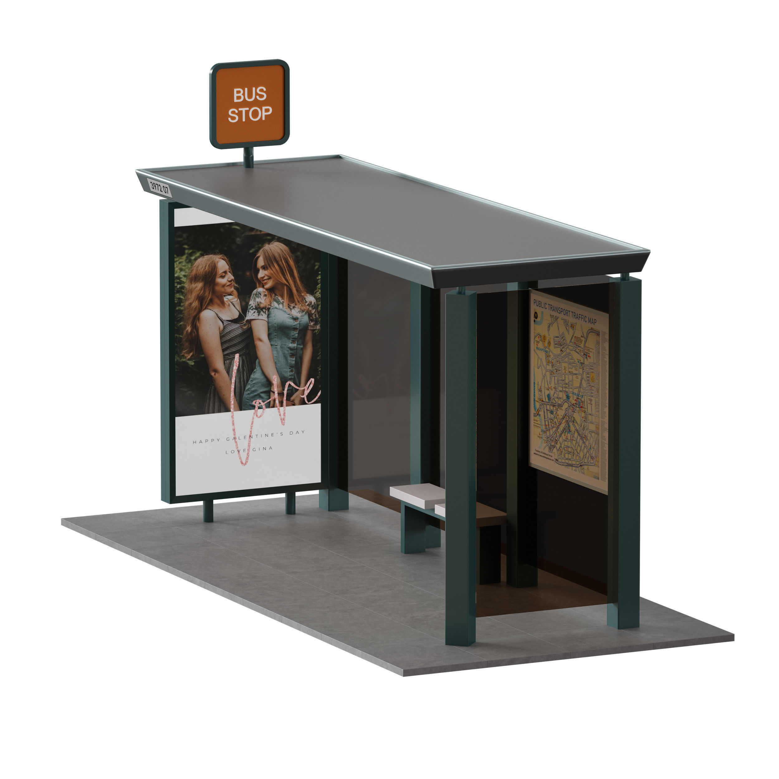 Public transport bus stop 3D model | CGTrader
