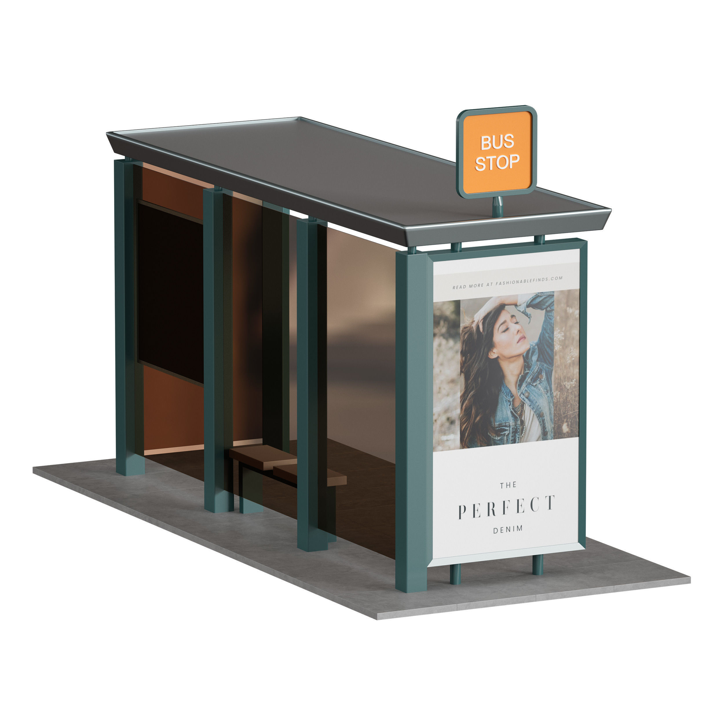 Public transport bus stop 3D model | CGTrader