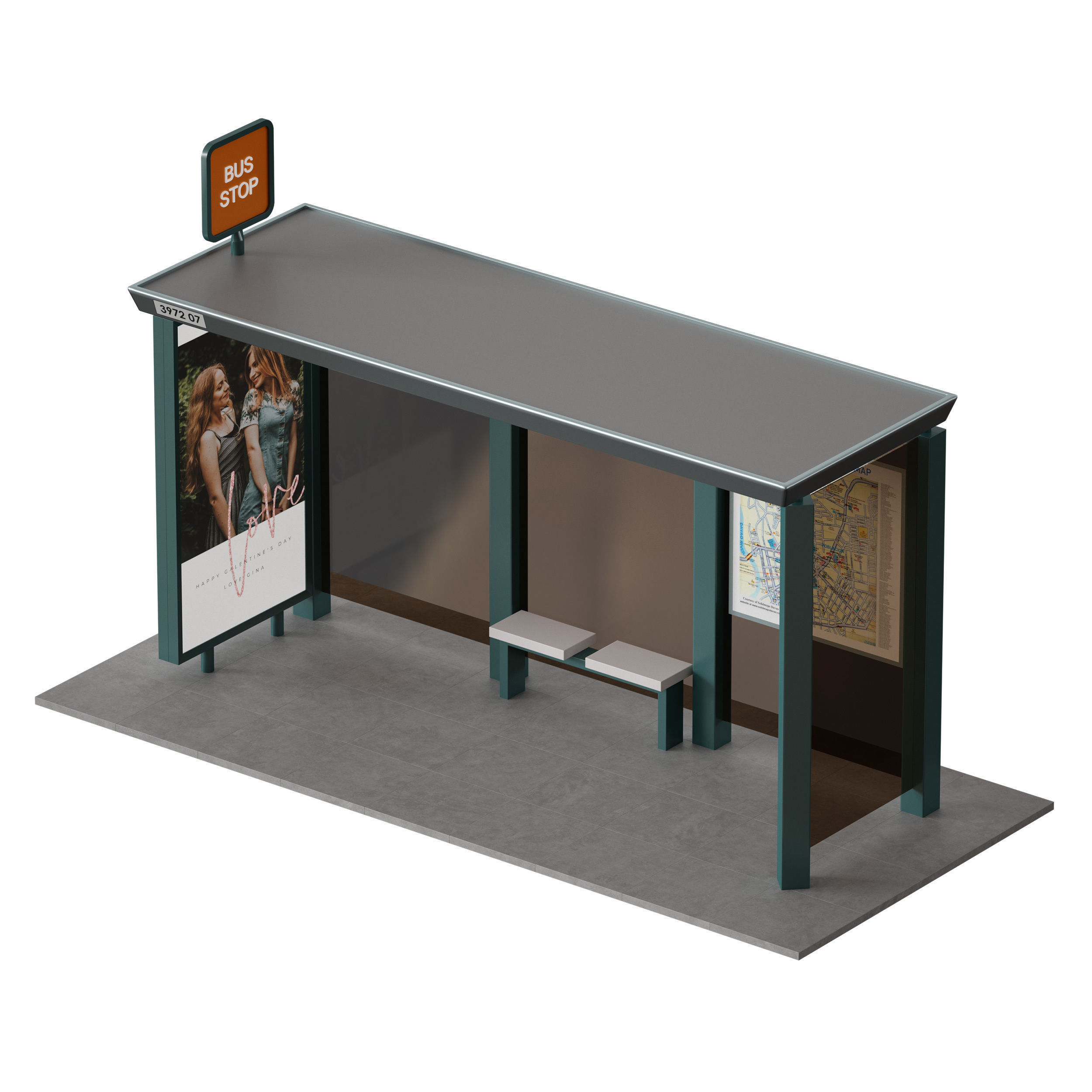 Public transport bus stop 3D model | CGTrader