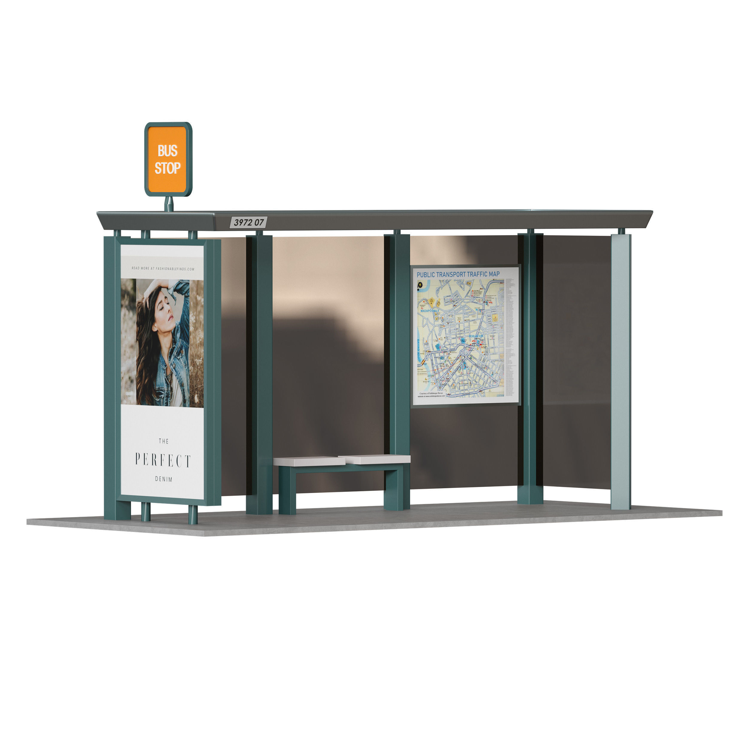 Public transport bus stop 3D model | CGTrader
