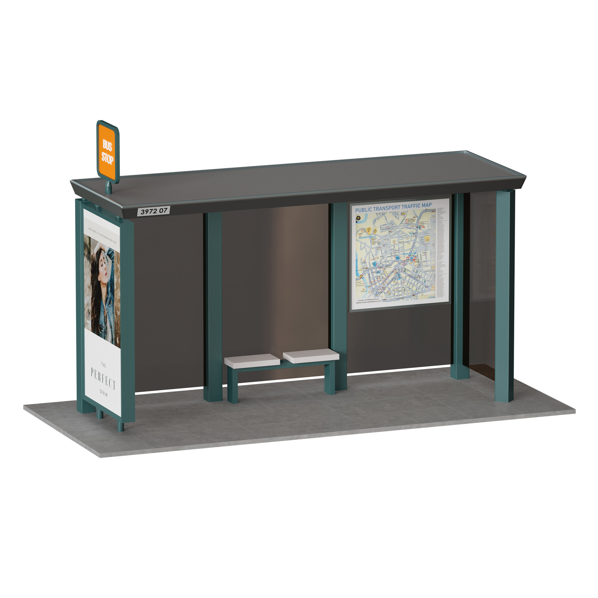 Public transport bus stop 3D model | CGTrader