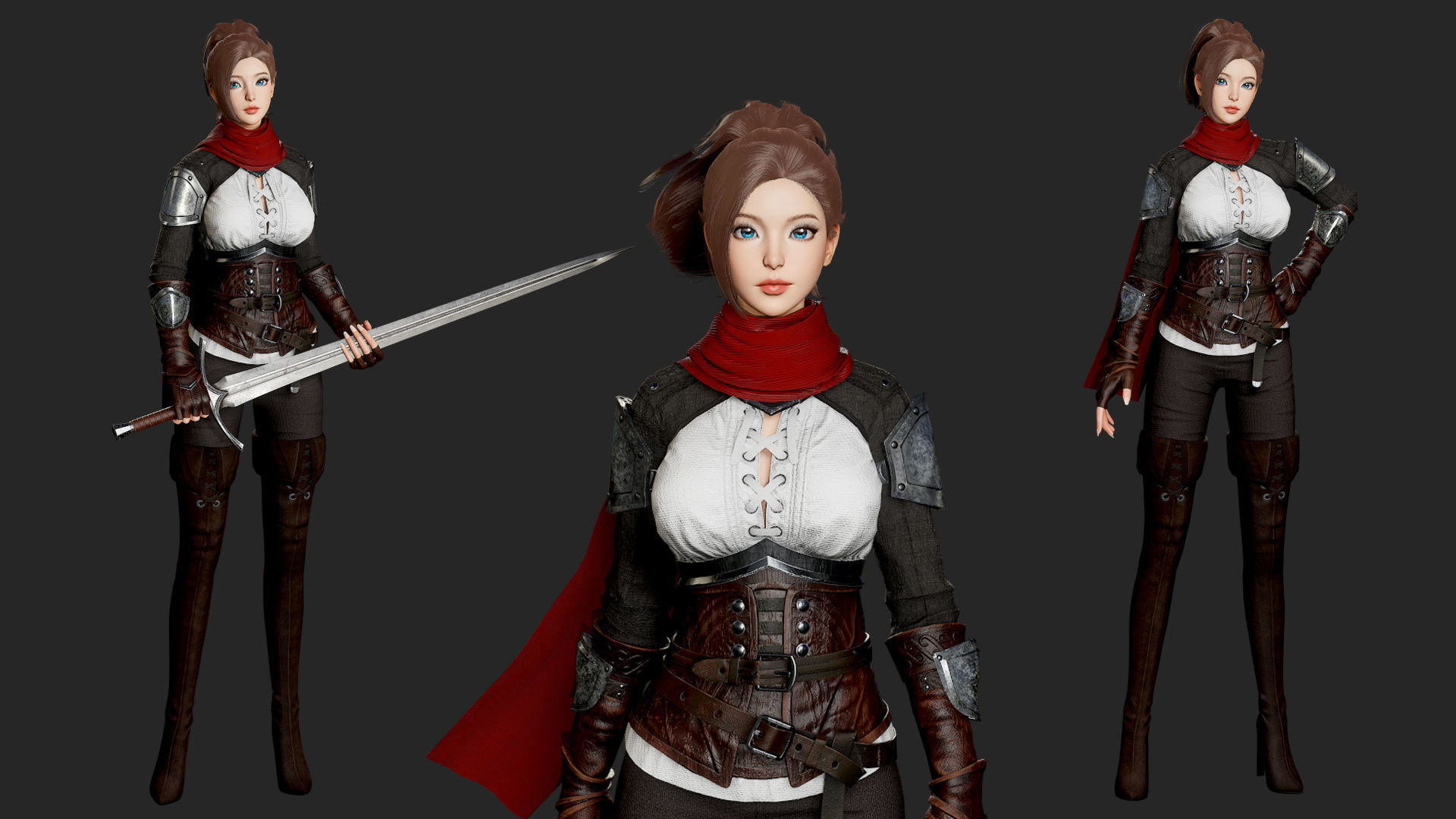 3D model Swordswoman VR / AR / low-poly | CGTrader