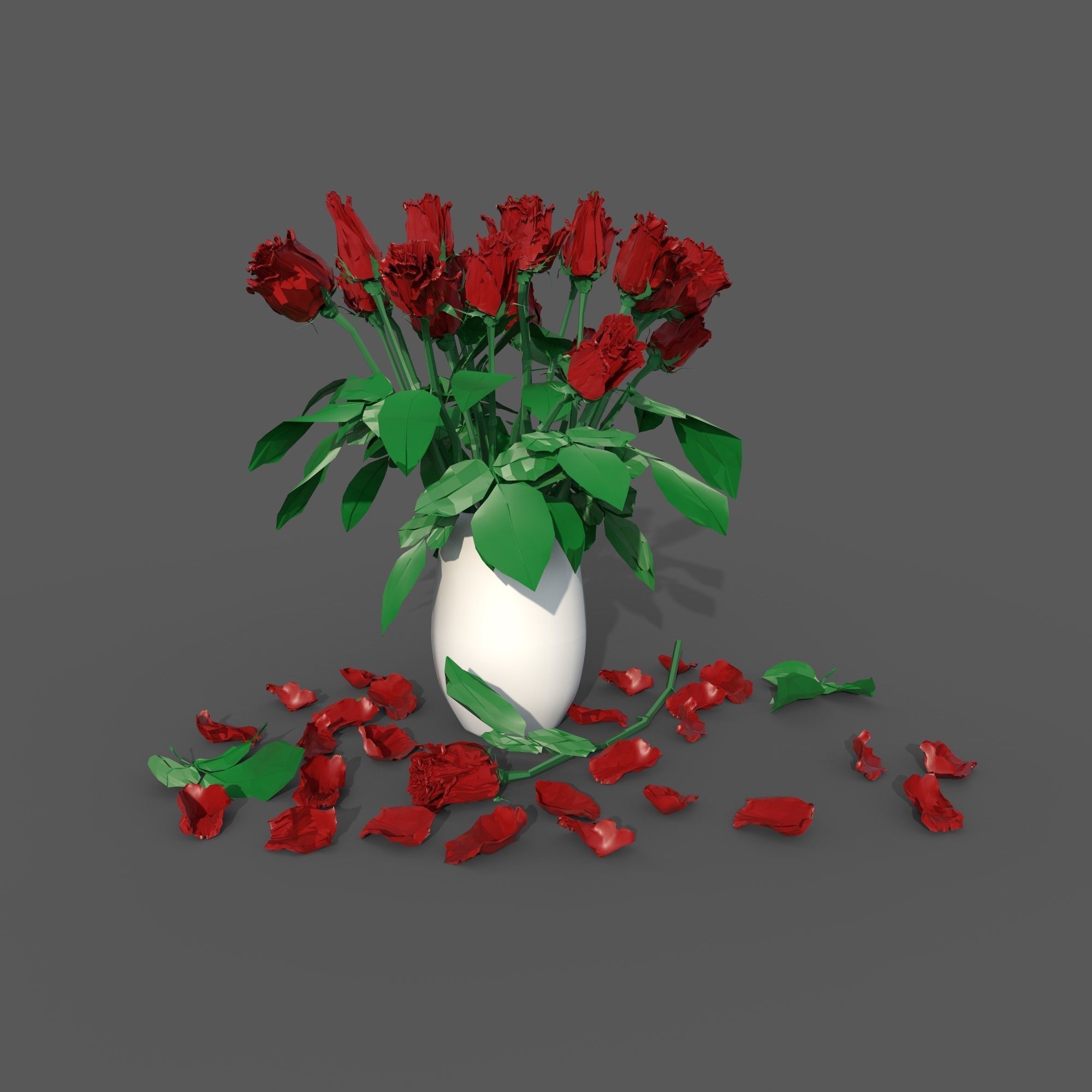 Roses in the vase 3D model | CGTrader