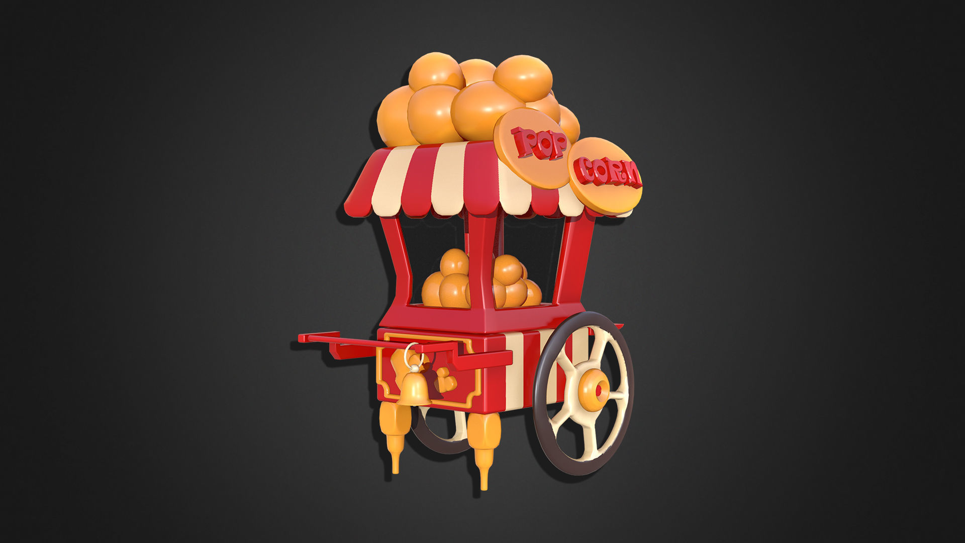 Asset - Cartoons - Food Popcorn Cart 3D model | CGTrader