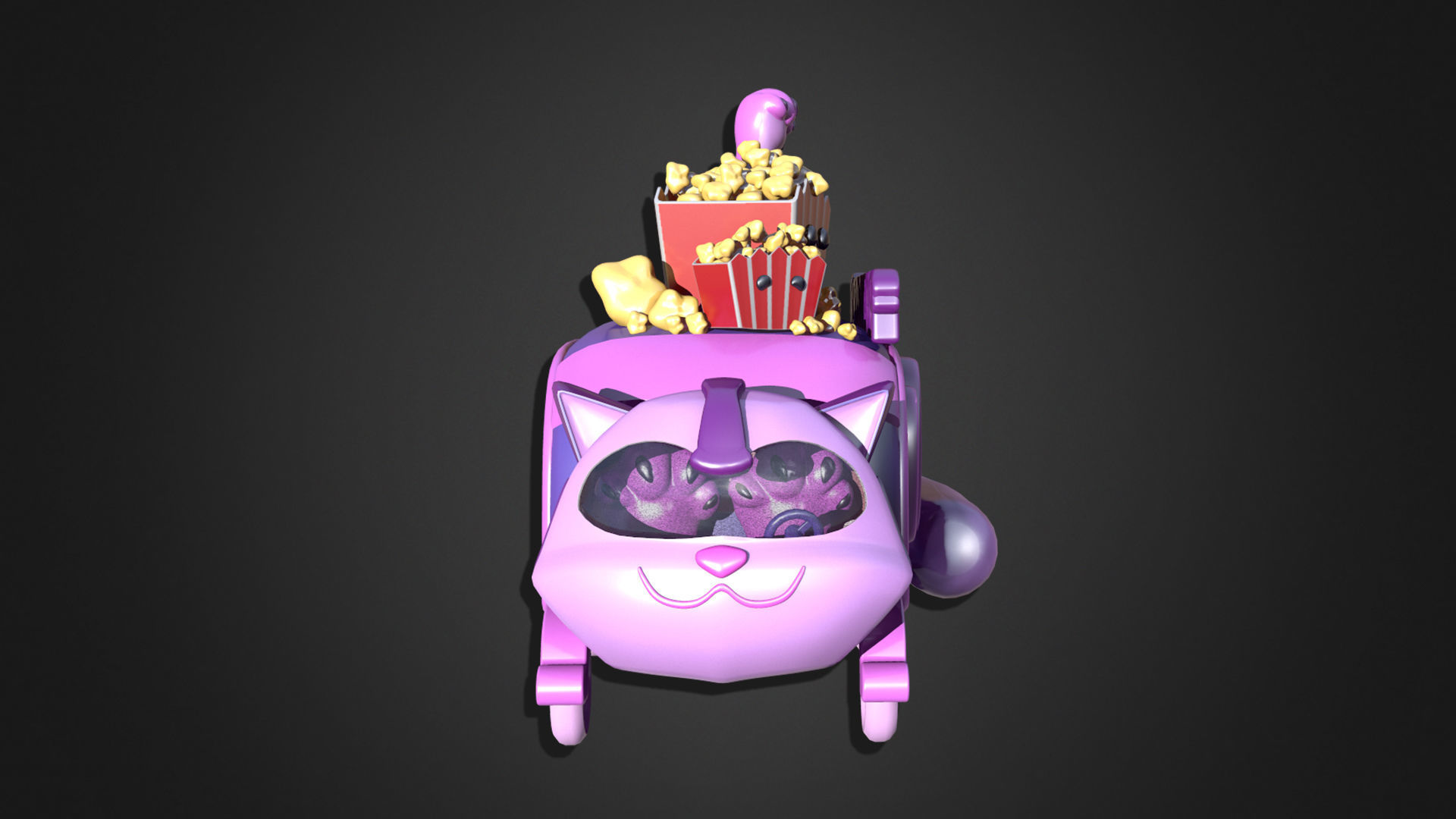 Asset - Cartoons - Food Car - Popcorn Cat Cart 3D model | CGTrader