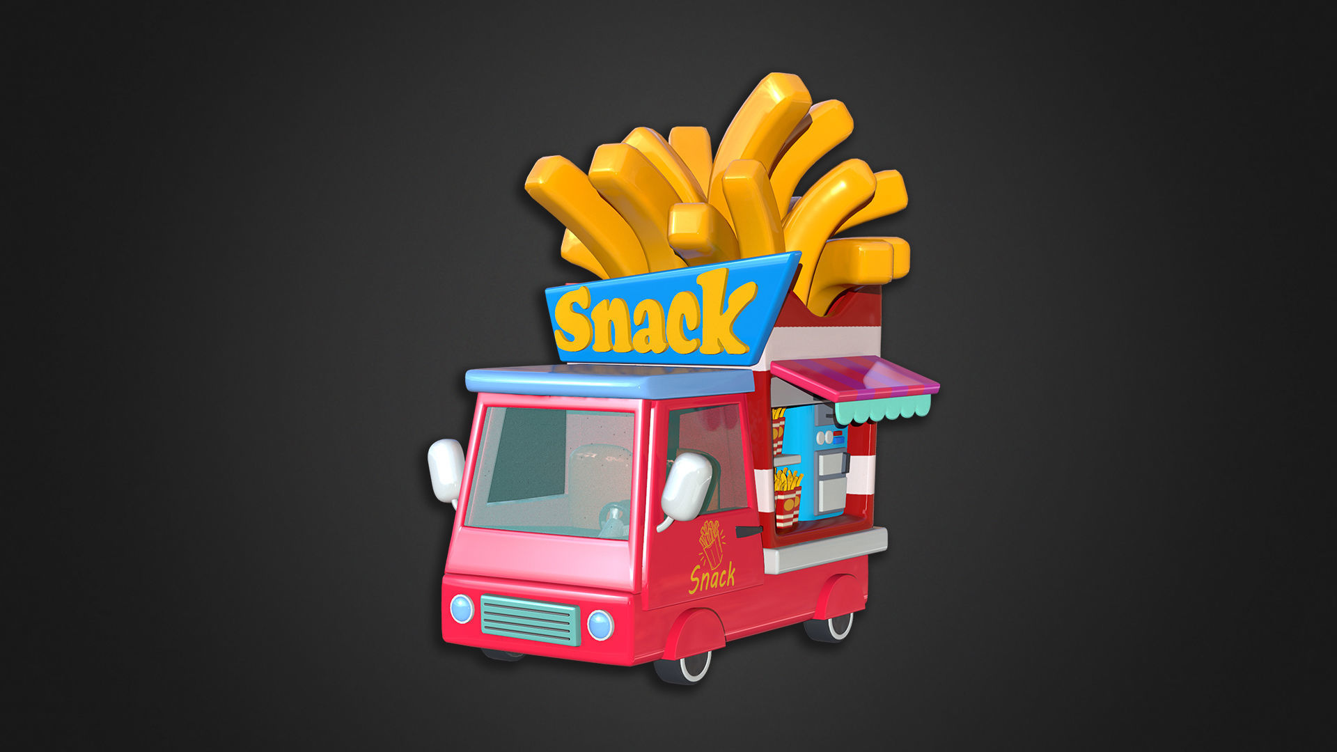 Asset - Cartoons - Food Car - Potato Snacks Car 3D model | CGTrader