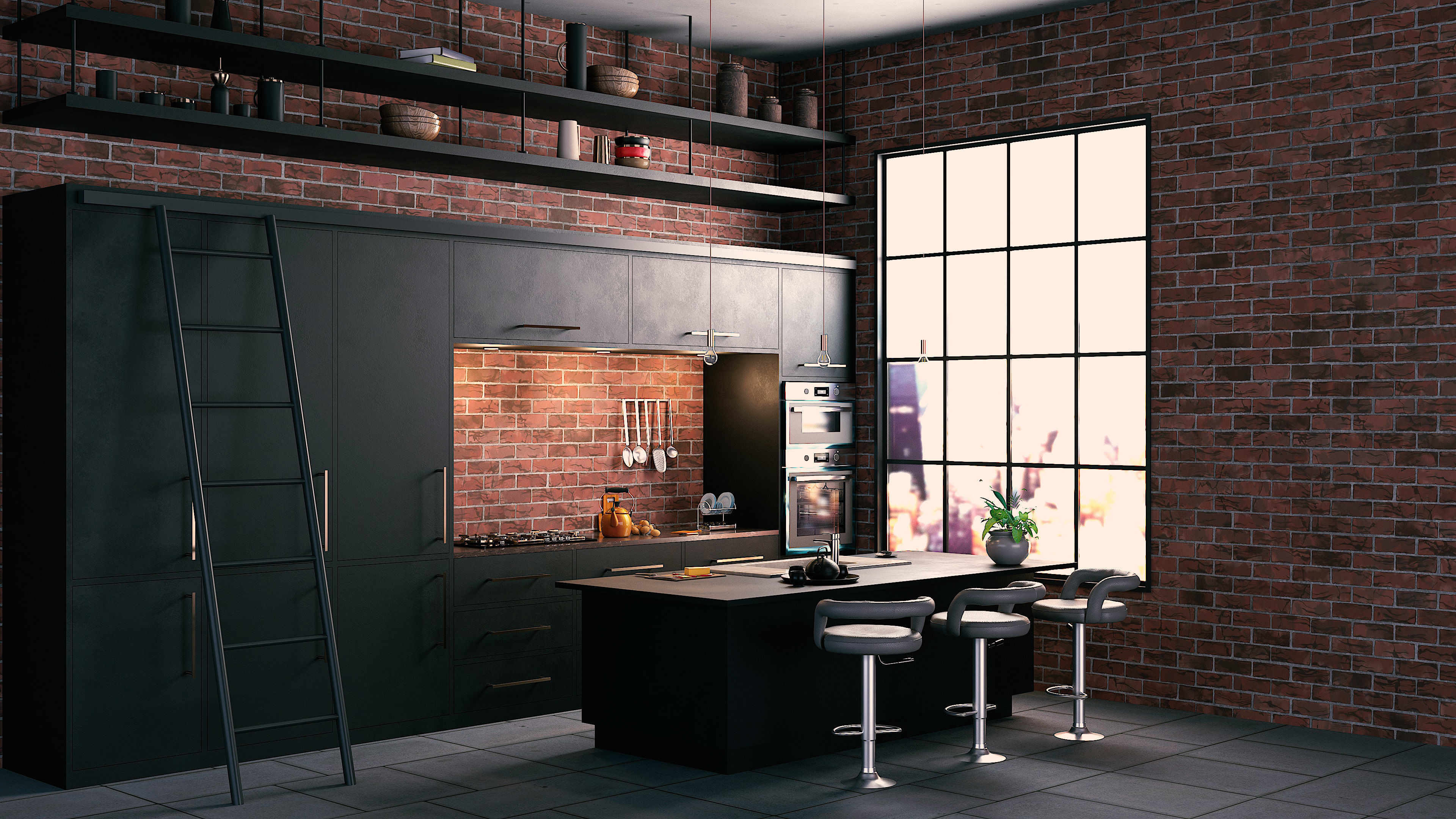 Black modern kitchen 3D model 3D model | CGTrader