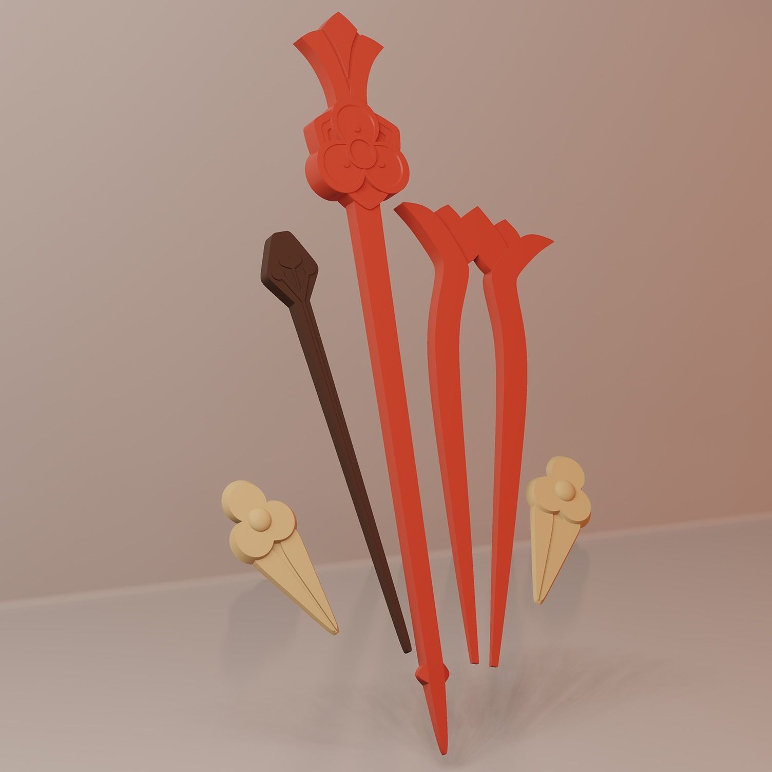 Genshin Impact Chiori Hair and Sleeve Accessories 3D model 3D printable ...
