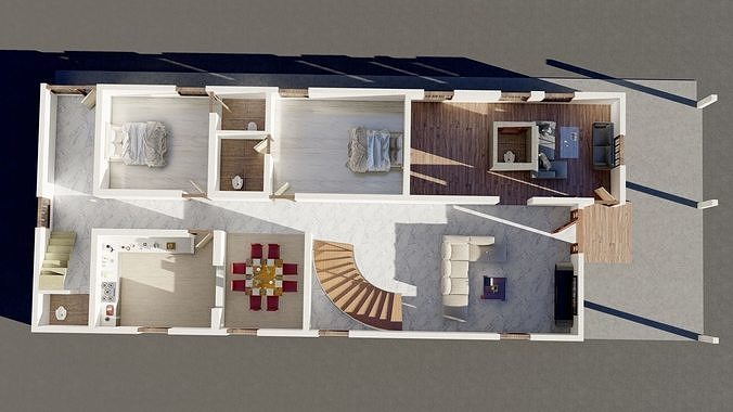 House Aerial view 3D model | CGTrader