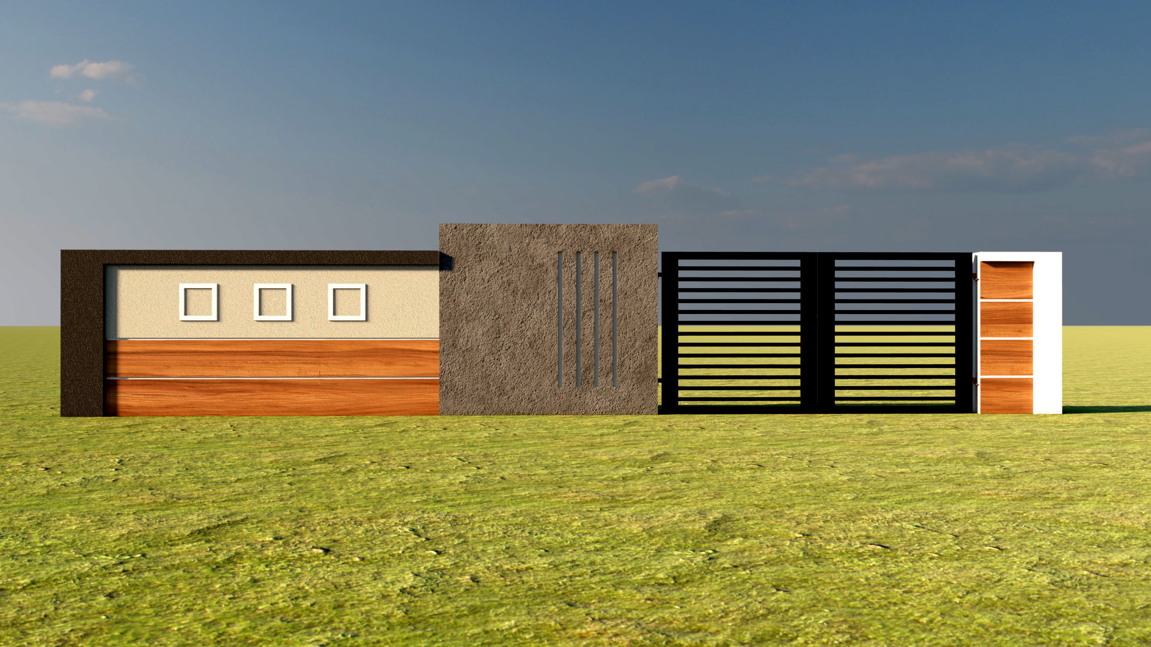 Compound wall design fencing gate 3D model | CGTrader