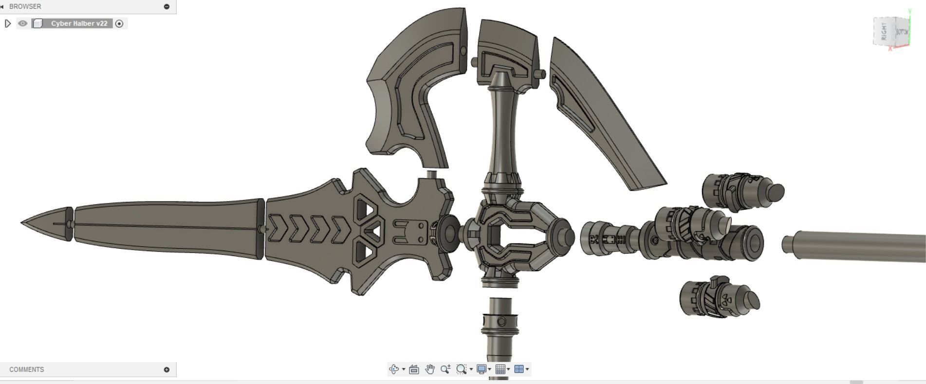 Cyberpunk Cosplay Axe 3D Model Stl 3D model 3D printable | CGTrader