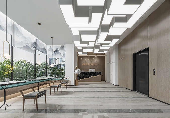 Modern Hotel Lobby 3D model | CGTrader