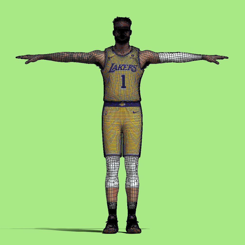 T-Pose D Angelo Russell Los Angeles Lakers NBA 3D model animated rigged ...